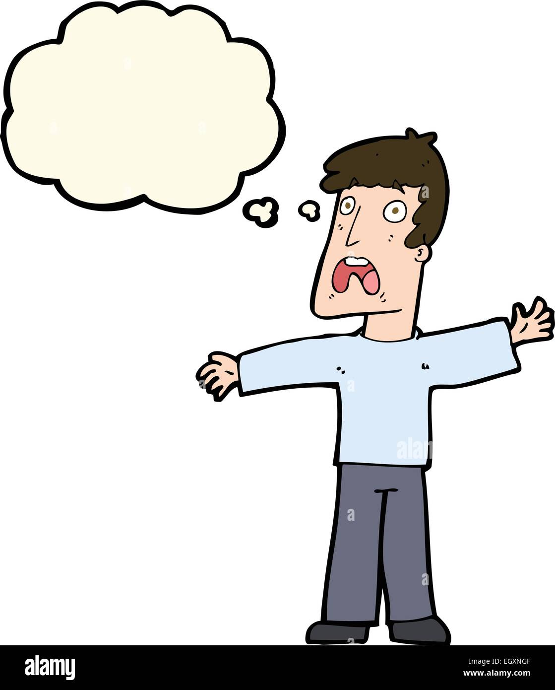 cartoon frightened man with thought bubble Stock Vector Image & Art - Alamy