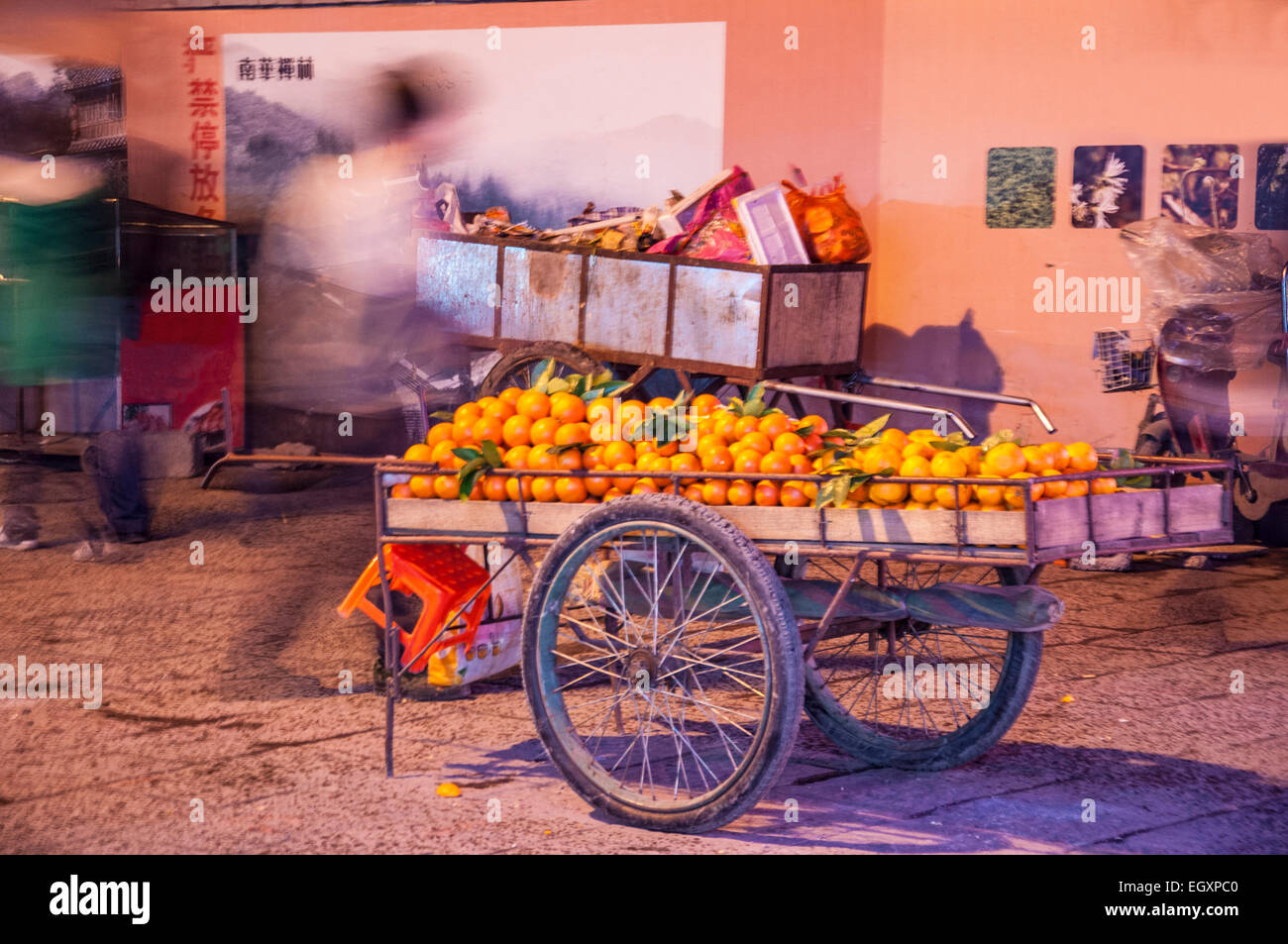 orange cart street food fruits orange cart vendor Stock Photo - Alamy