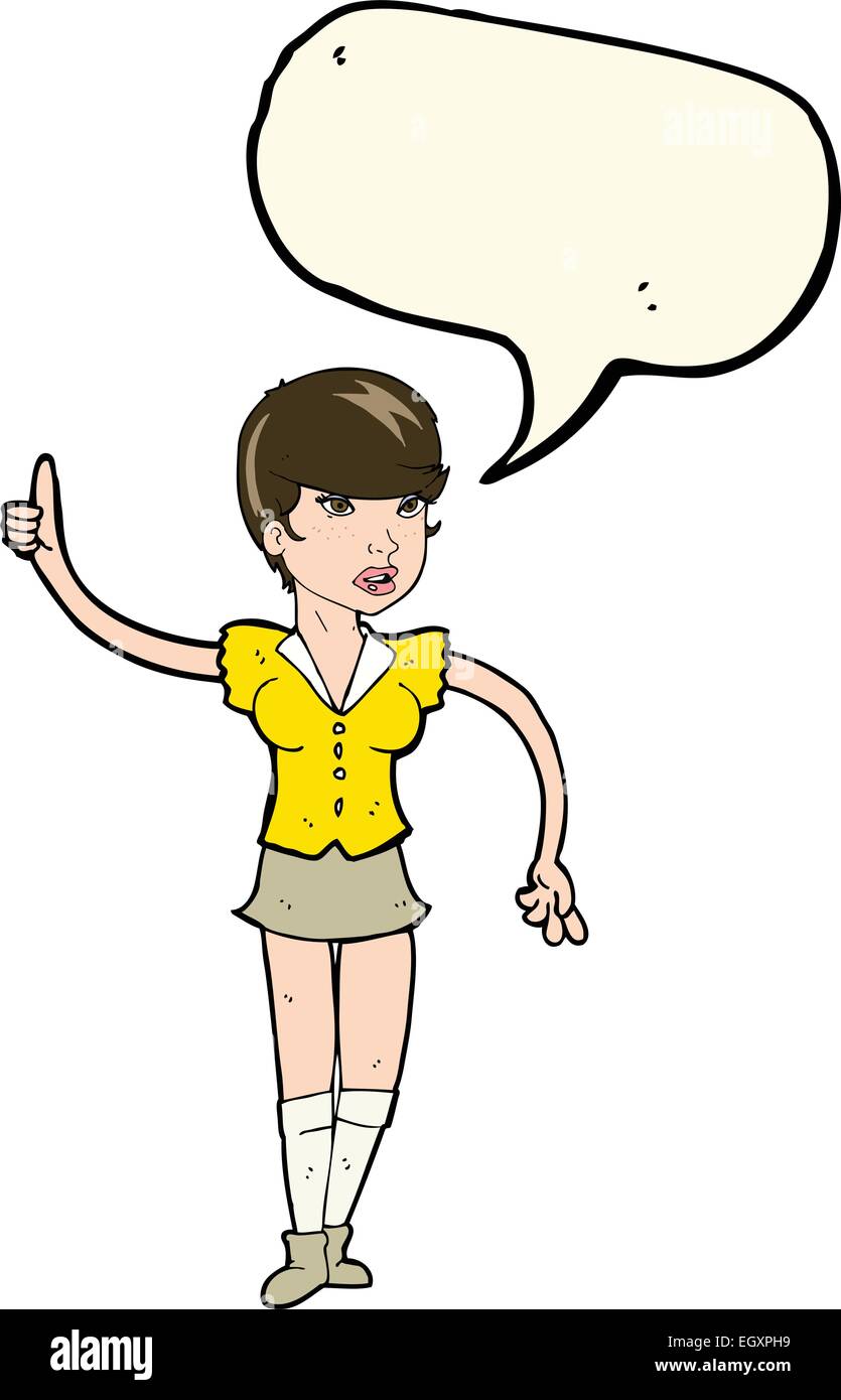 cartoon pretty girl asking question with speech bubble Stock Vector ...
