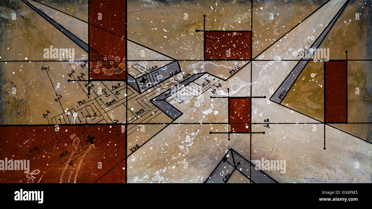 Real Contemporary Painting on Canvas about technology and computers ...