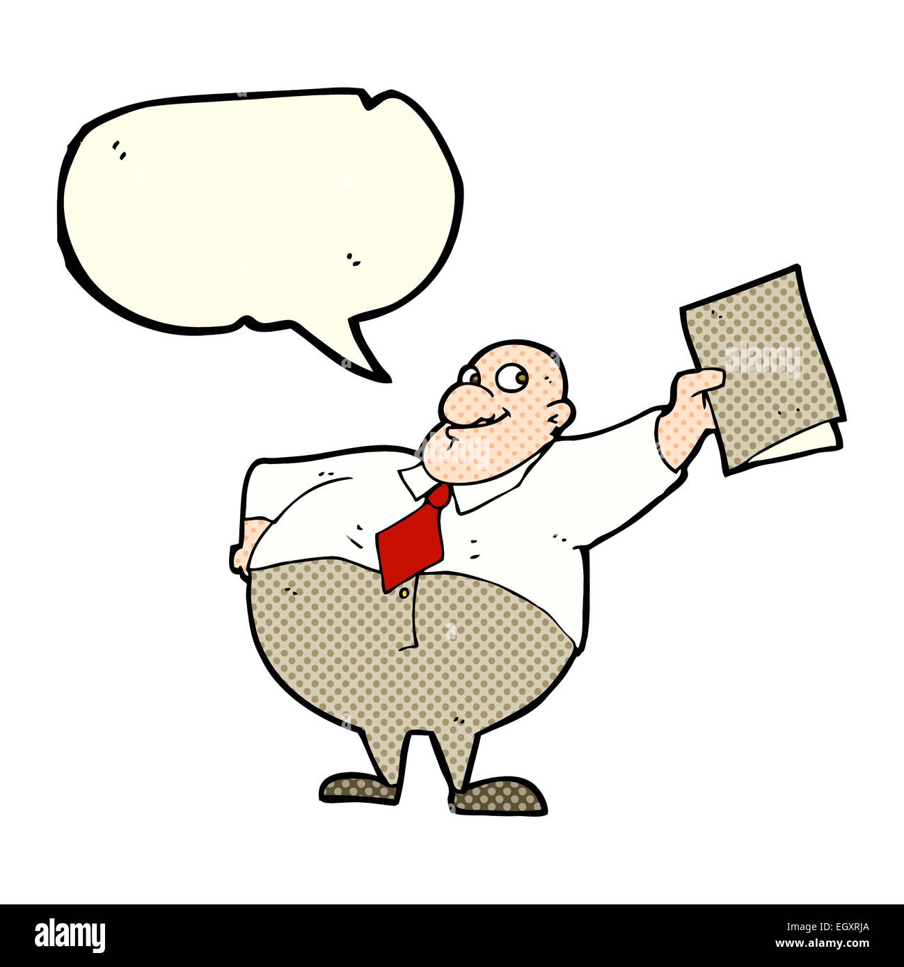 cartoon happy boss with file with speech bubble Stock Vector Image ...
