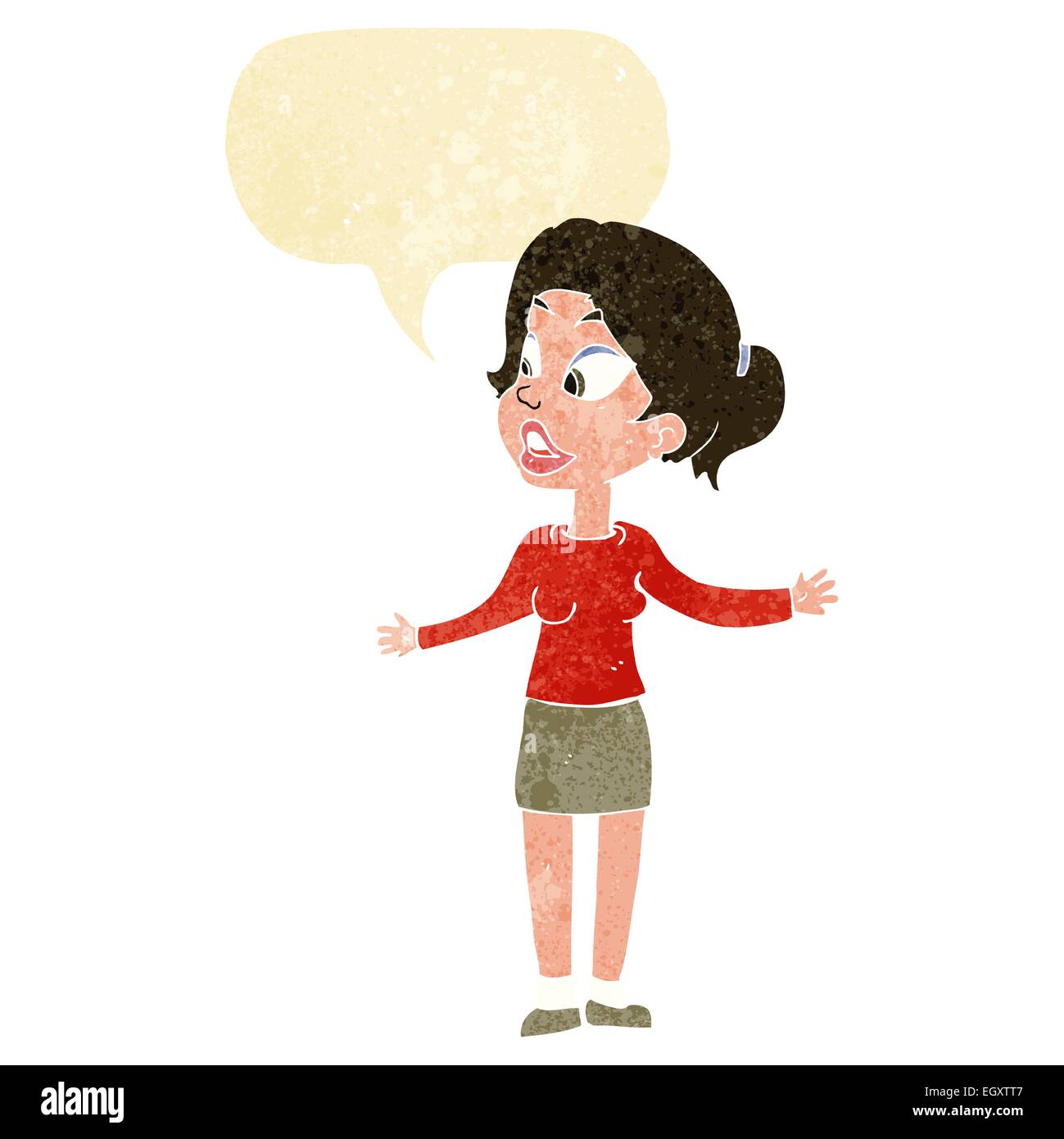 cartoon pretty woman explaining something with speech bubble Stock ...