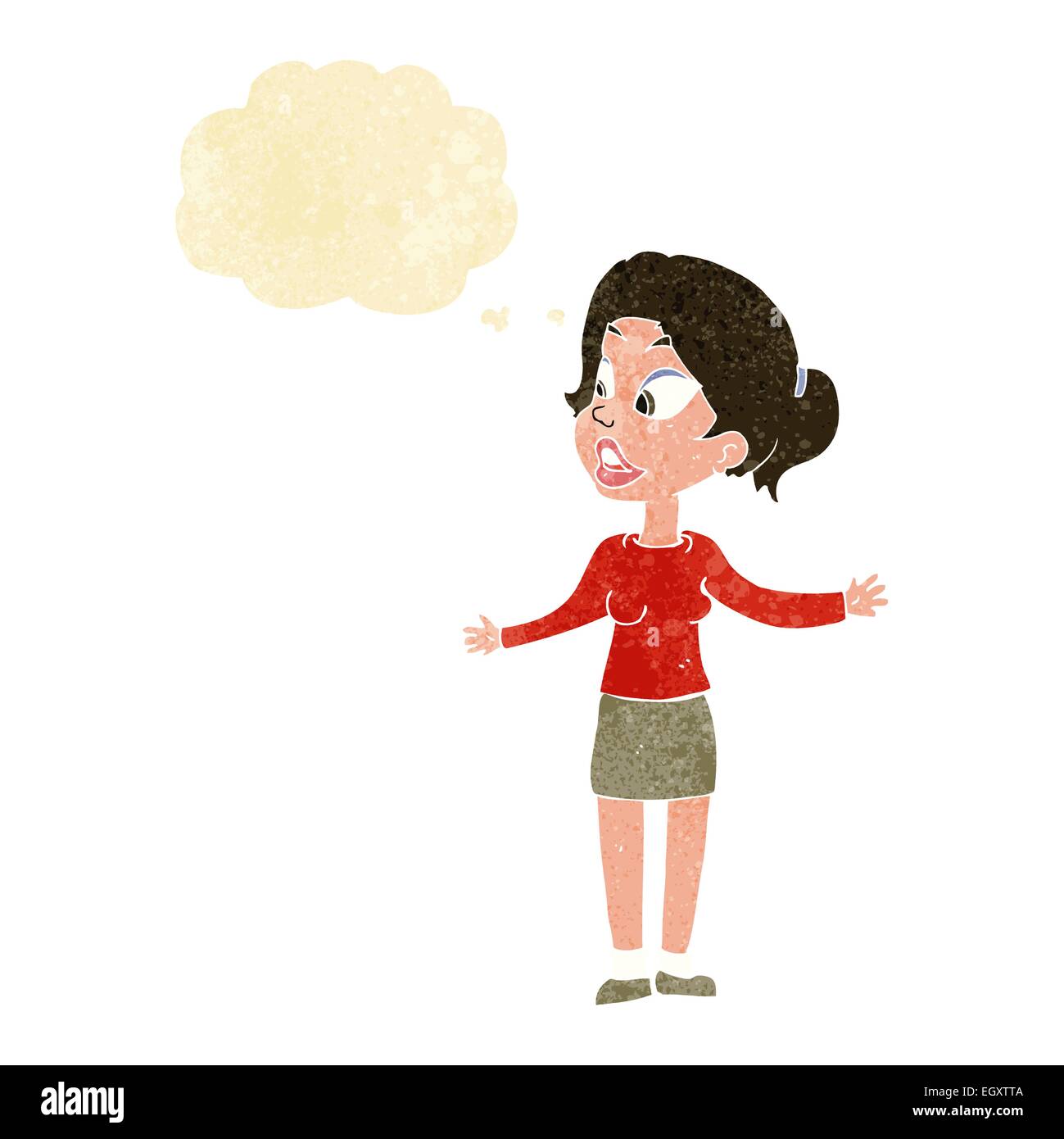 cartoon pretty woman explaining something with thought bubble Stock ...