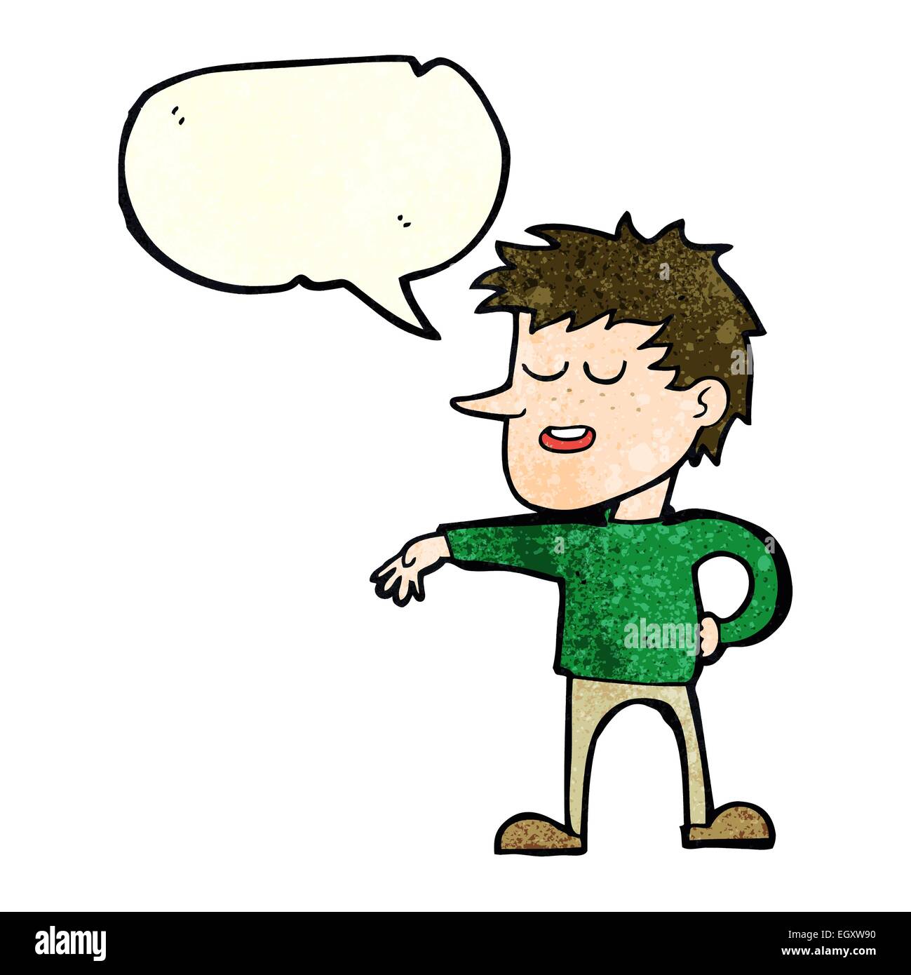 cartoon man making dismissive gesture with speech bubble Stock Vector ...