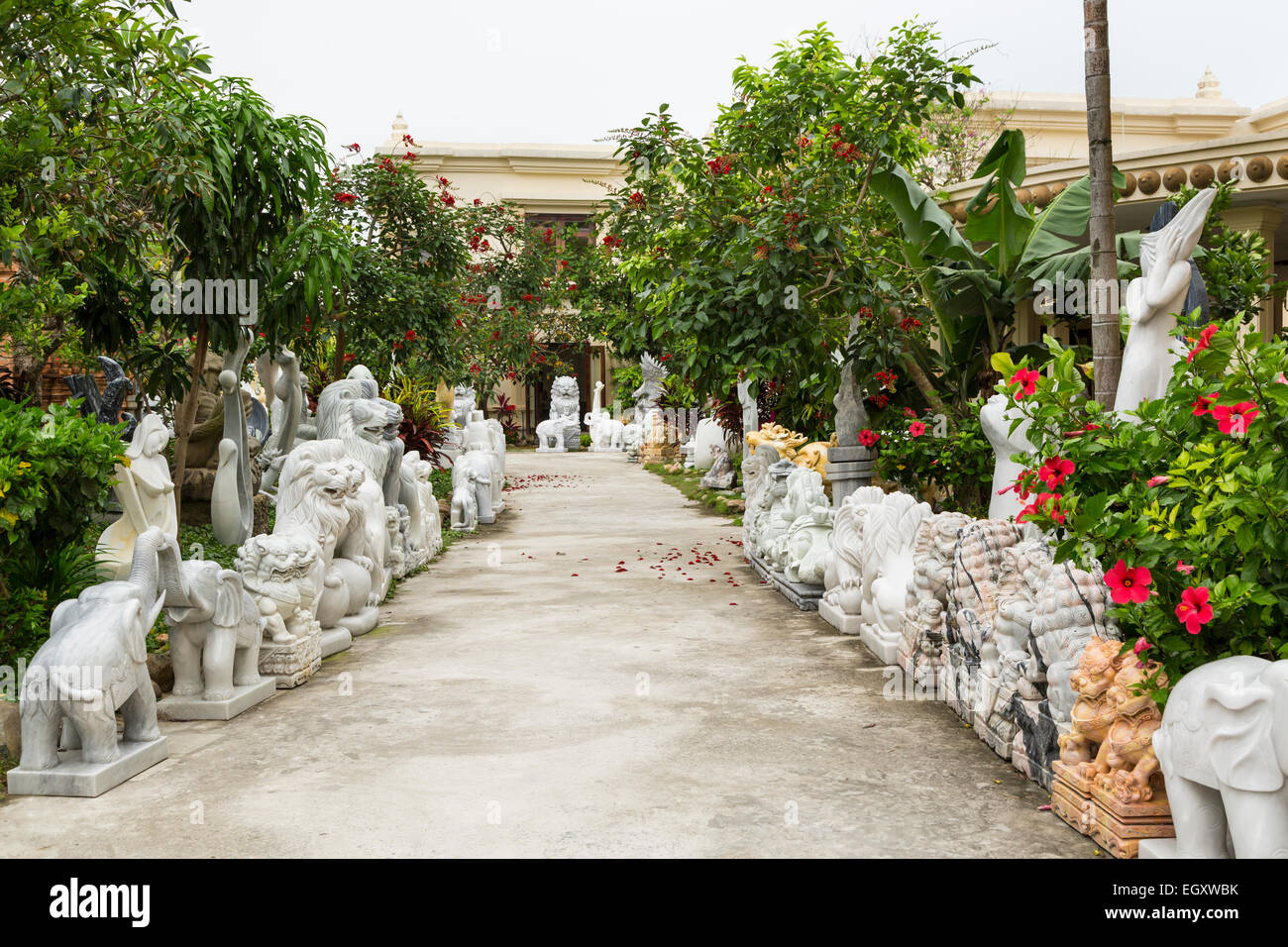 Stone sculptures at a marble factory near the quarries of Marble ...