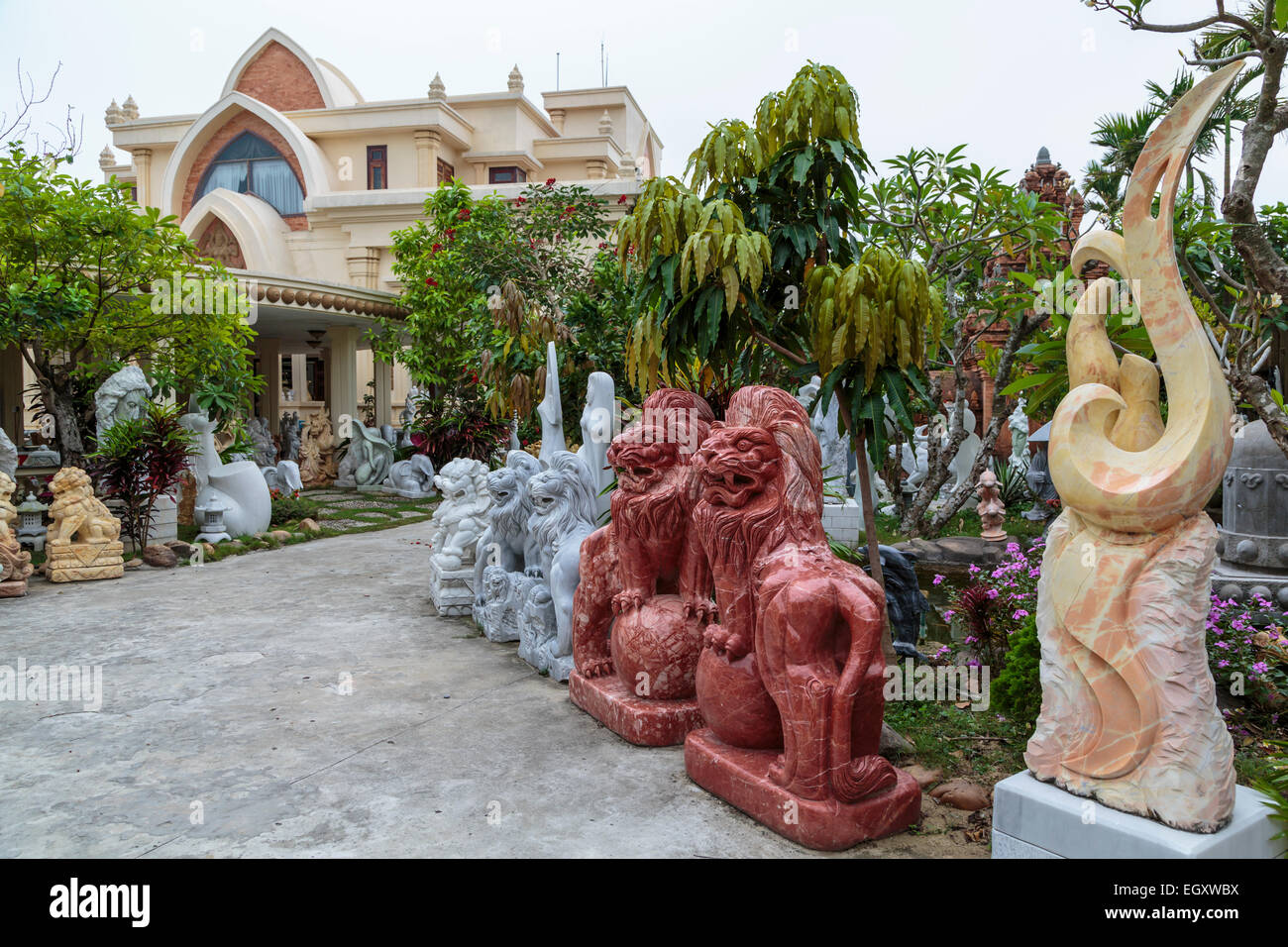 Sculptures at a marble factory near the quarries of the Marble ...