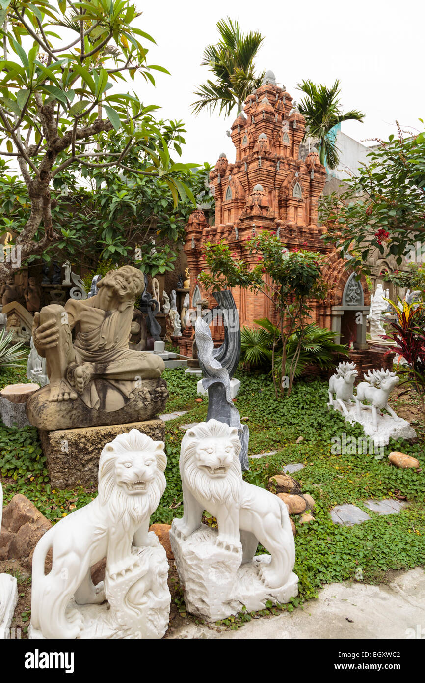Sculptures at a marble factory near the quarries of the Marble ...