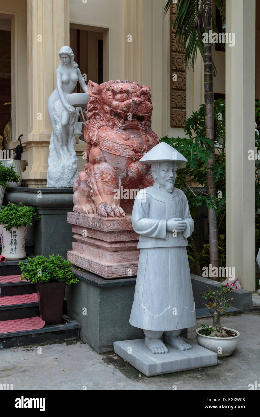 Sculptures at a marble factory near the quarries of the Marble ...