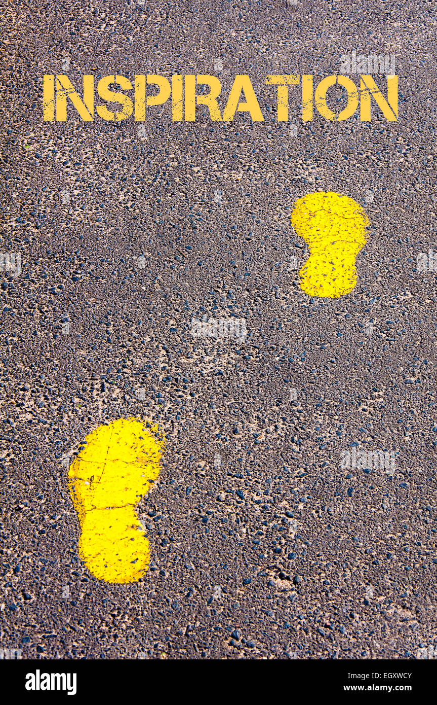 Yellow footsteps on sidewalk towards Innovation message.Conceptual ...