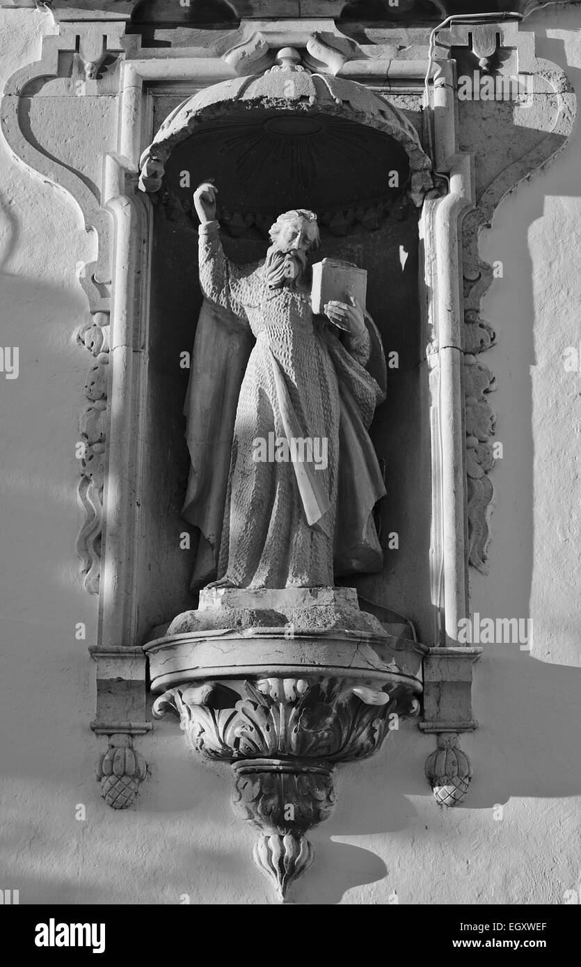 Black white photograph of saint augustine statue in baroque niche Black ...