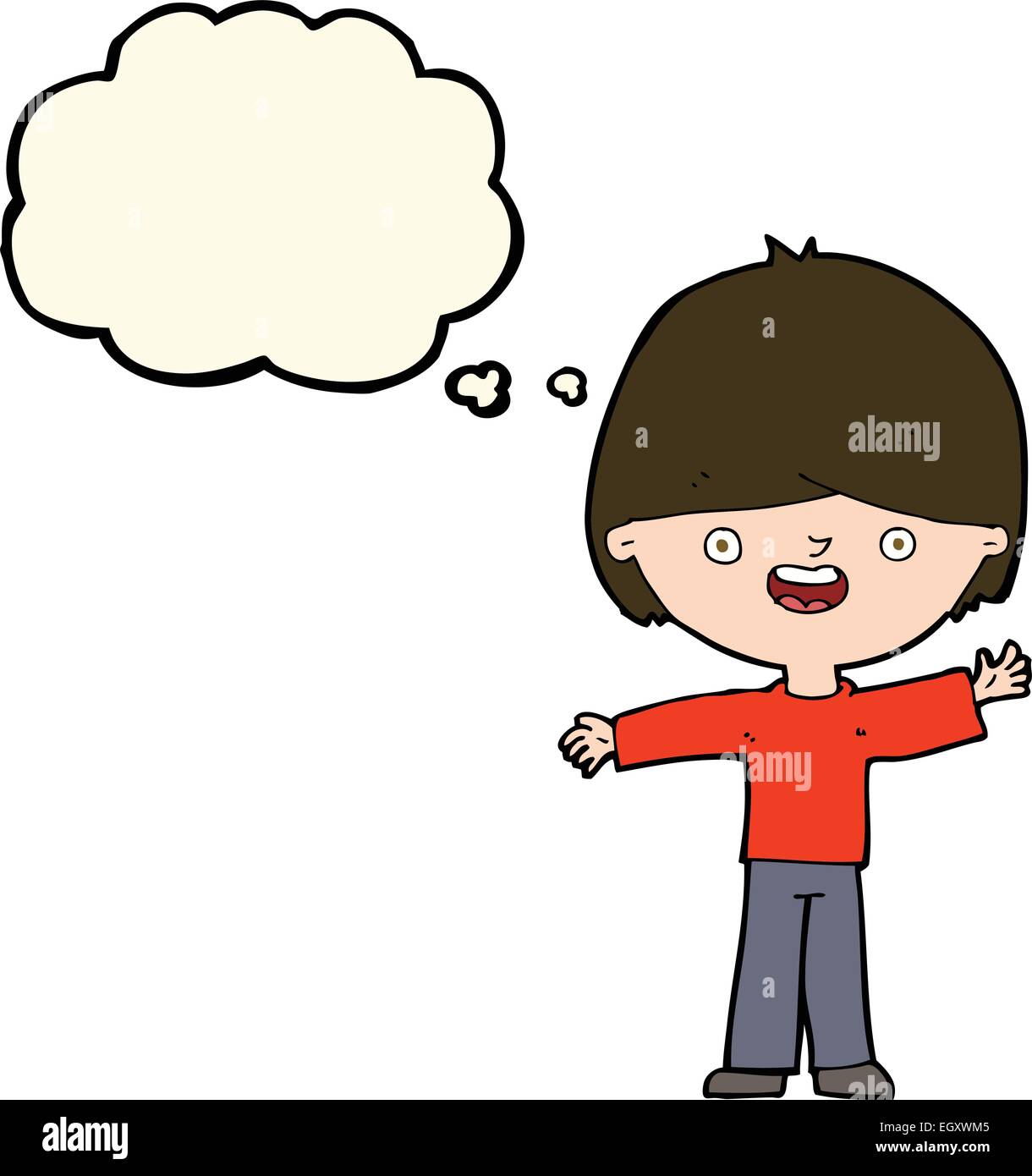 cartoon happy boy with thought bubble Stock Vector Image & Art - Alamy