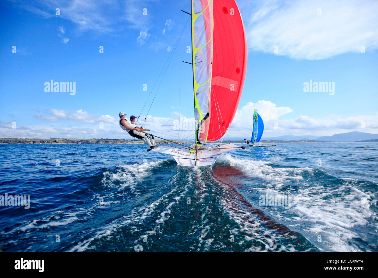 49 and 49erFX training in preparation for the ISAF world in Santander ...