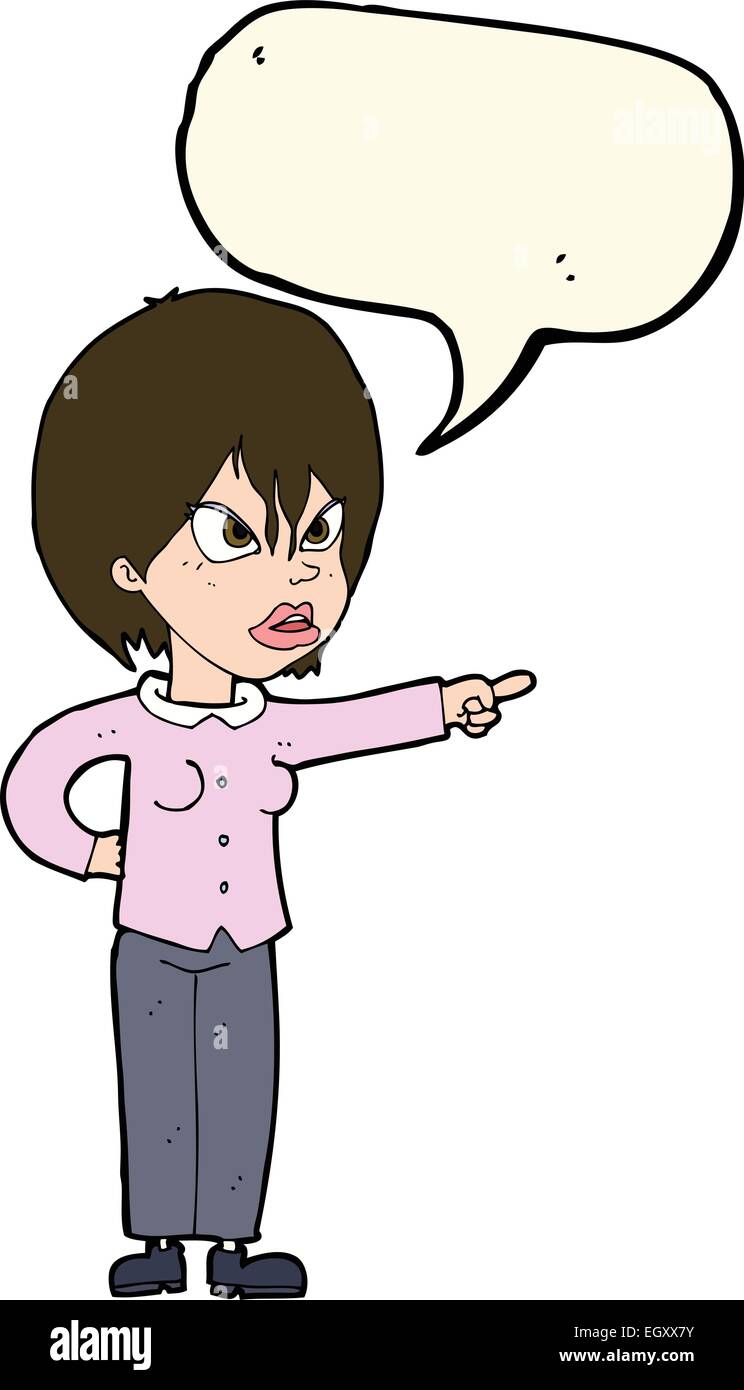 cartoon woman accusing with speech bubble Stock Vector Image & Art - Alamy
