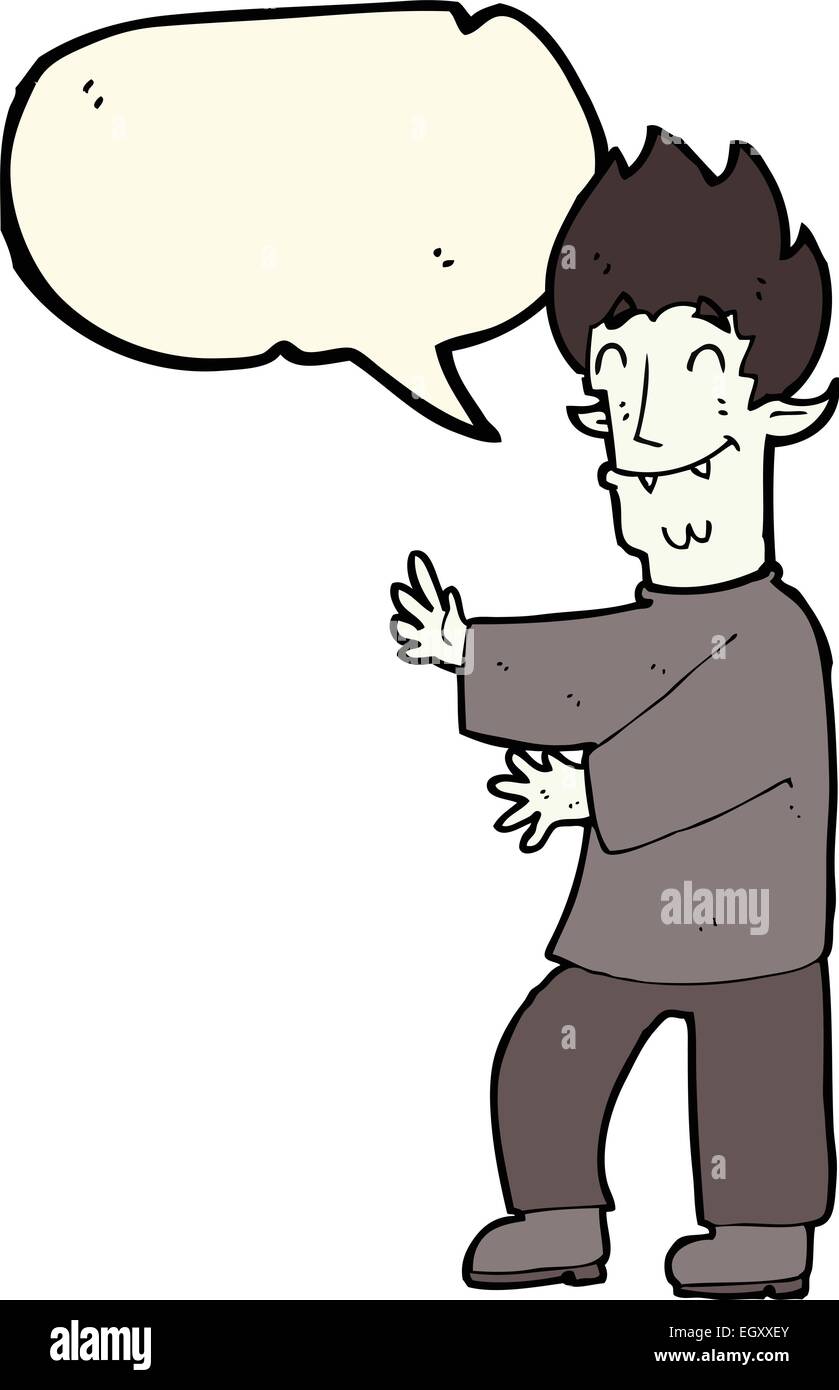 cartoon excited vampire with speech bubble Stock Vector Image & Art - Alamy