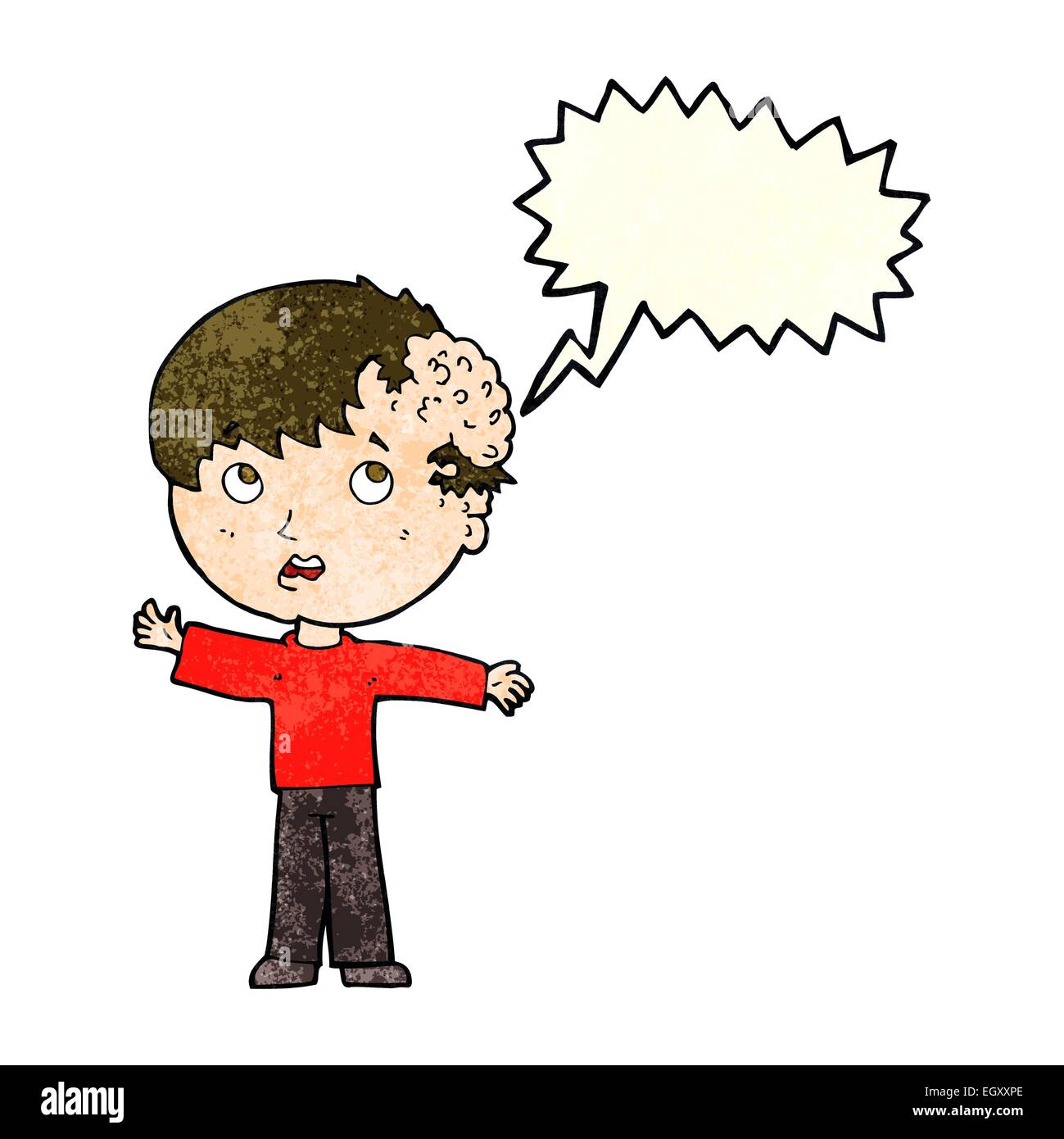 cartoon boy with growth on head with speech bubble Stock Vector Image ...