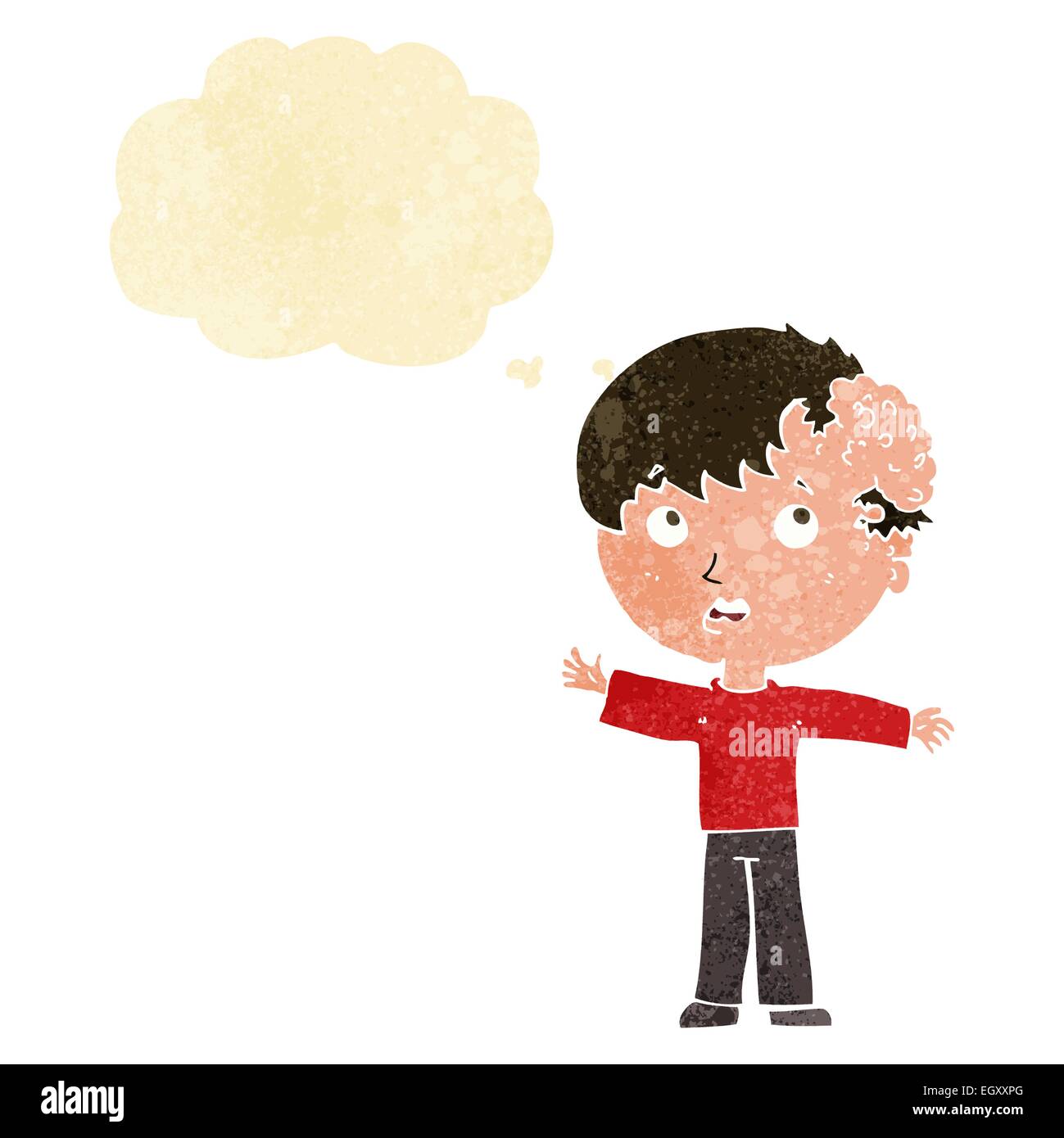 cartoon boy with growth on head with thought bubble Stock Vector Image ...