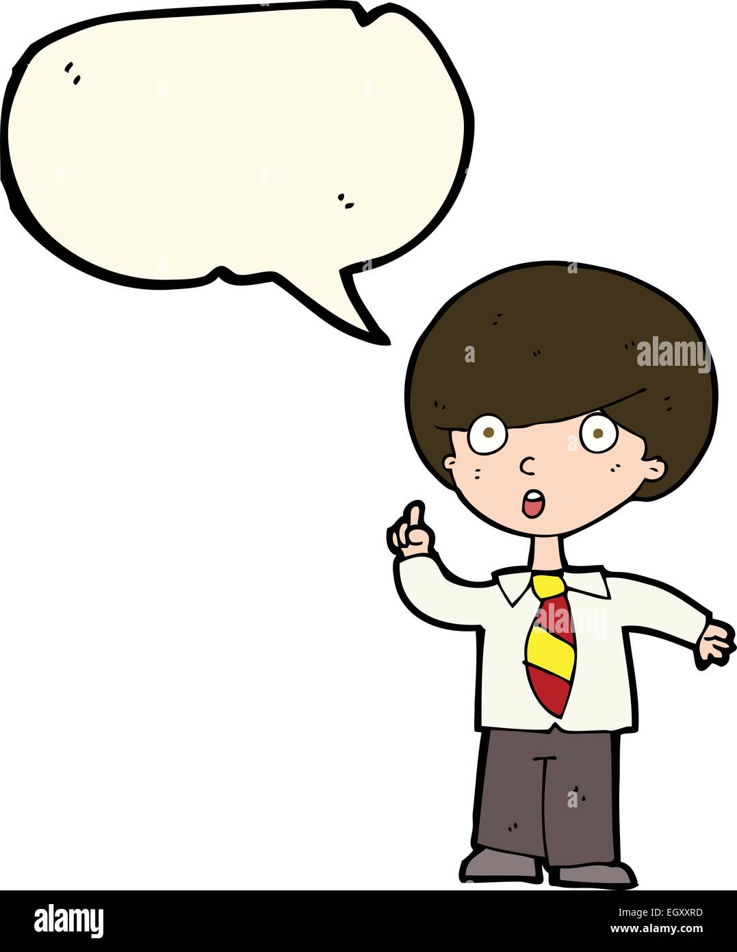 cartoon school boy answering question with speech bubble Stock Vector ...