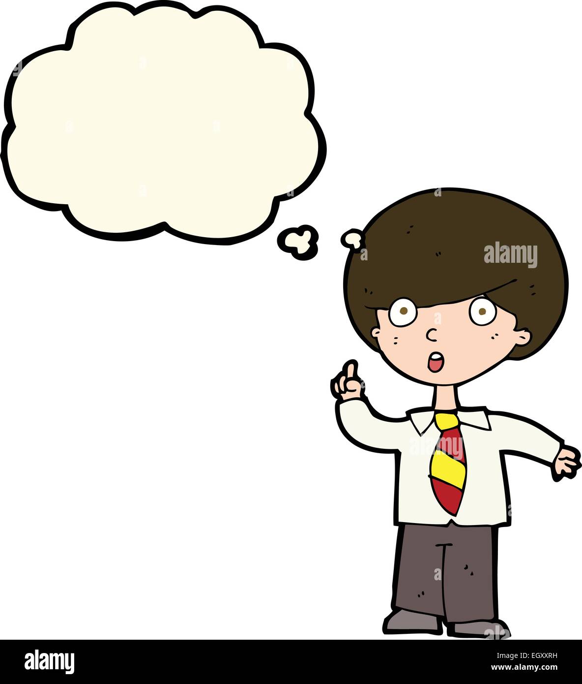 cartoon school boy answering question with thought bubble Stock Vector ...