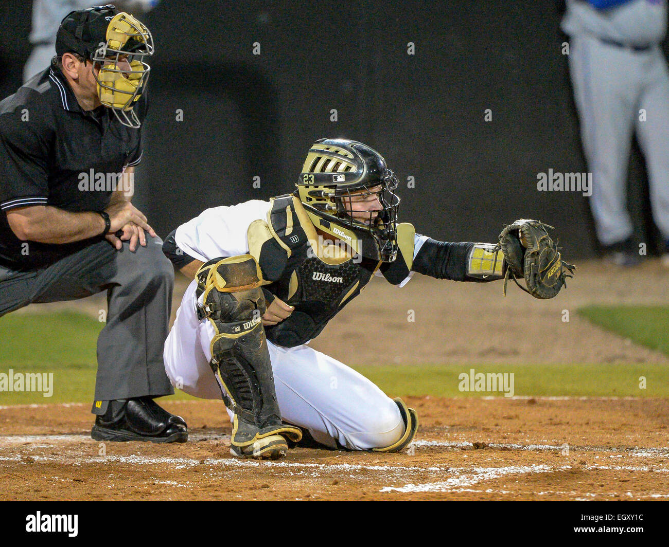Orlando, FL, USA. 3rd Mar, 2015. UCF Knights catcher Logan Heiser (23 ...