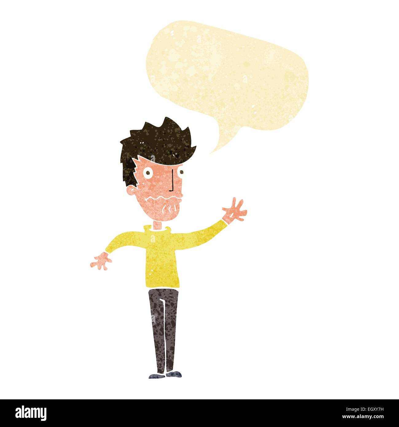 cartoon worried man reaching out with speech bubble Stock Vector Image ...