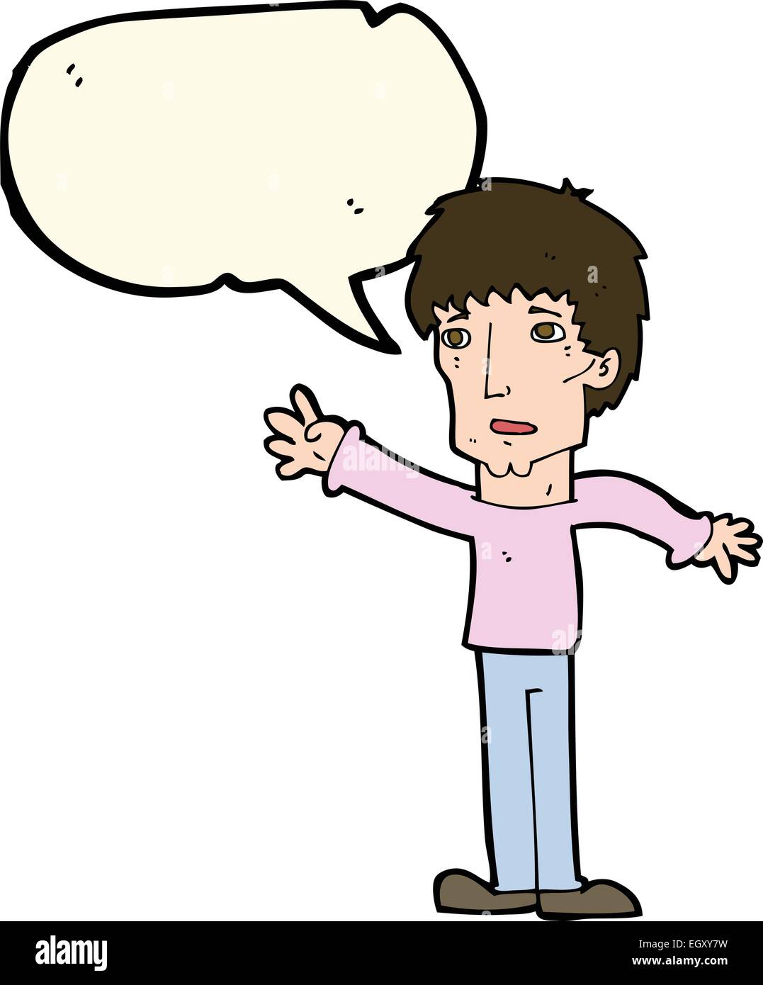 cartoon worried man reaching out with thought bubble Stock Vector Image ...