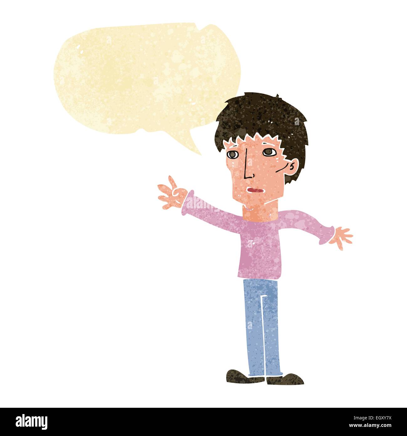 cartoon worried man reaching out with thought bubble Stock Vector Image ...