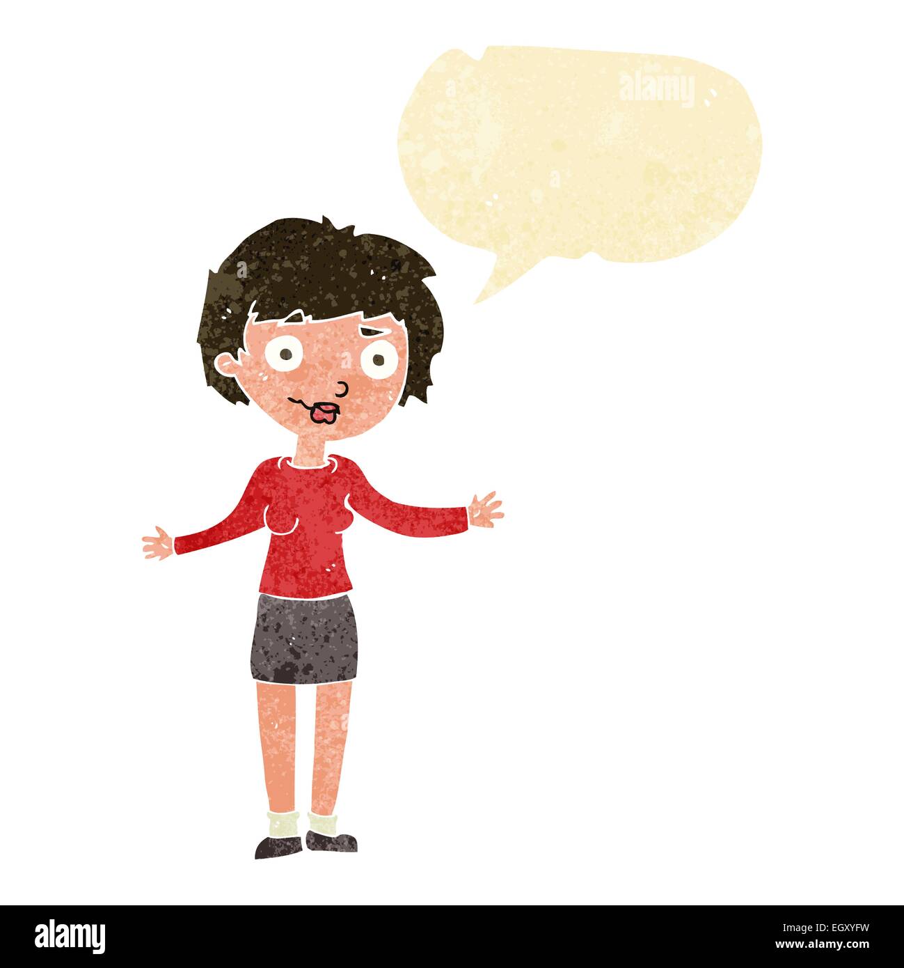 cartoon confused woman with speech bubble Stock Vector Image & Art - Alamy