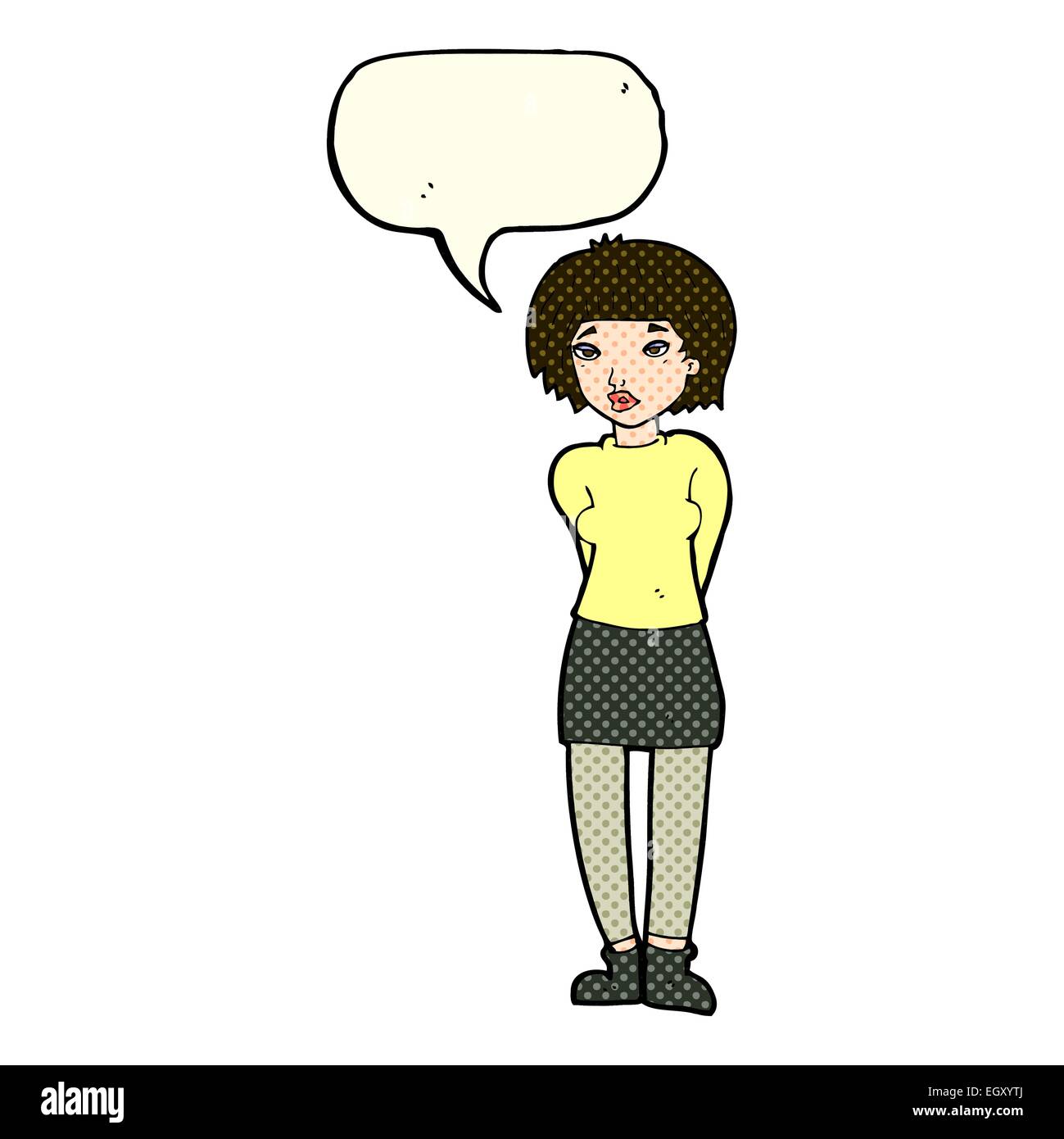 cartoon shy woman with speech bubble Stock Vector Image & Art - Alamy