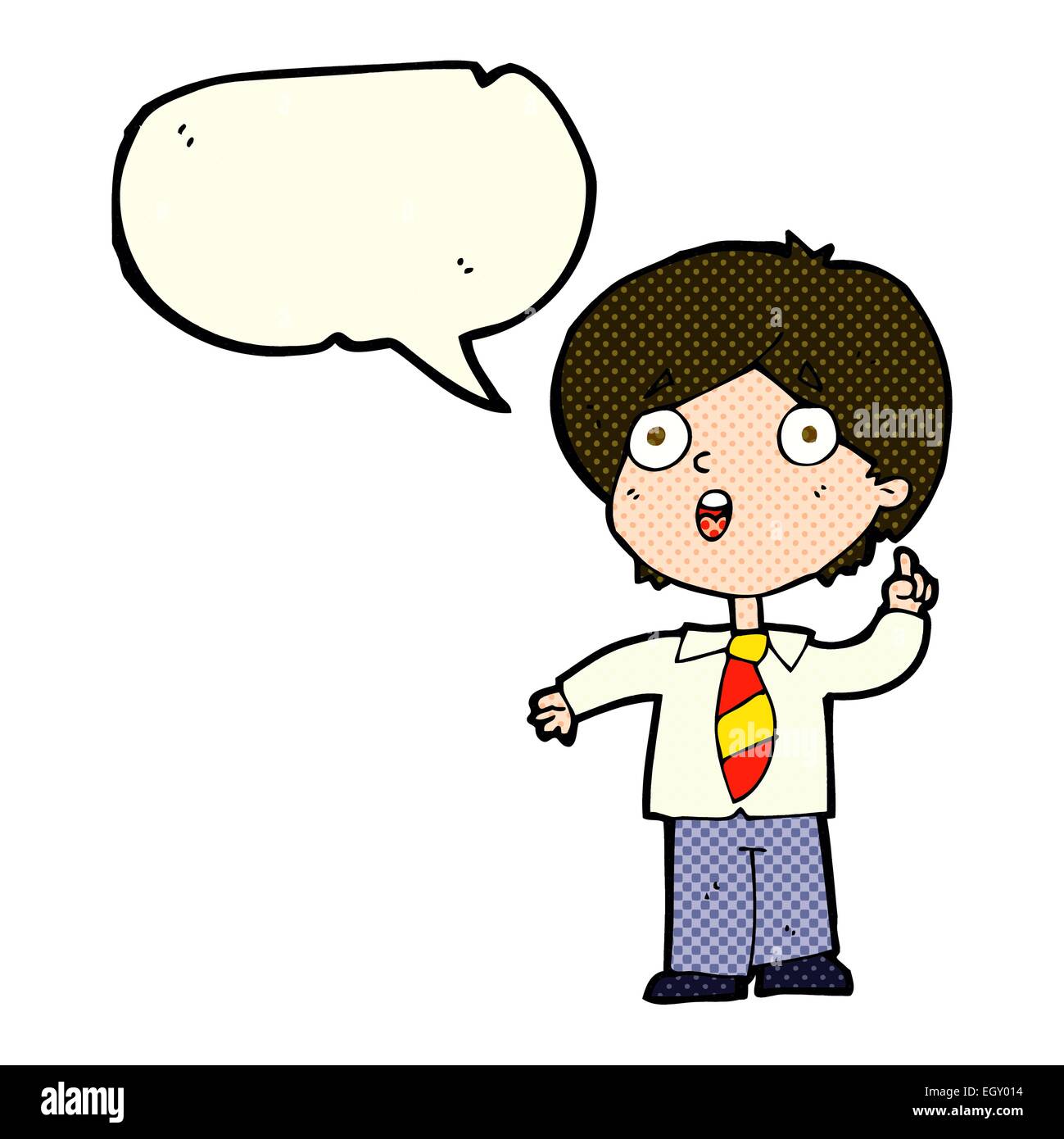 cartoon schoolboy answering question with speech bubble Stock Vector ...