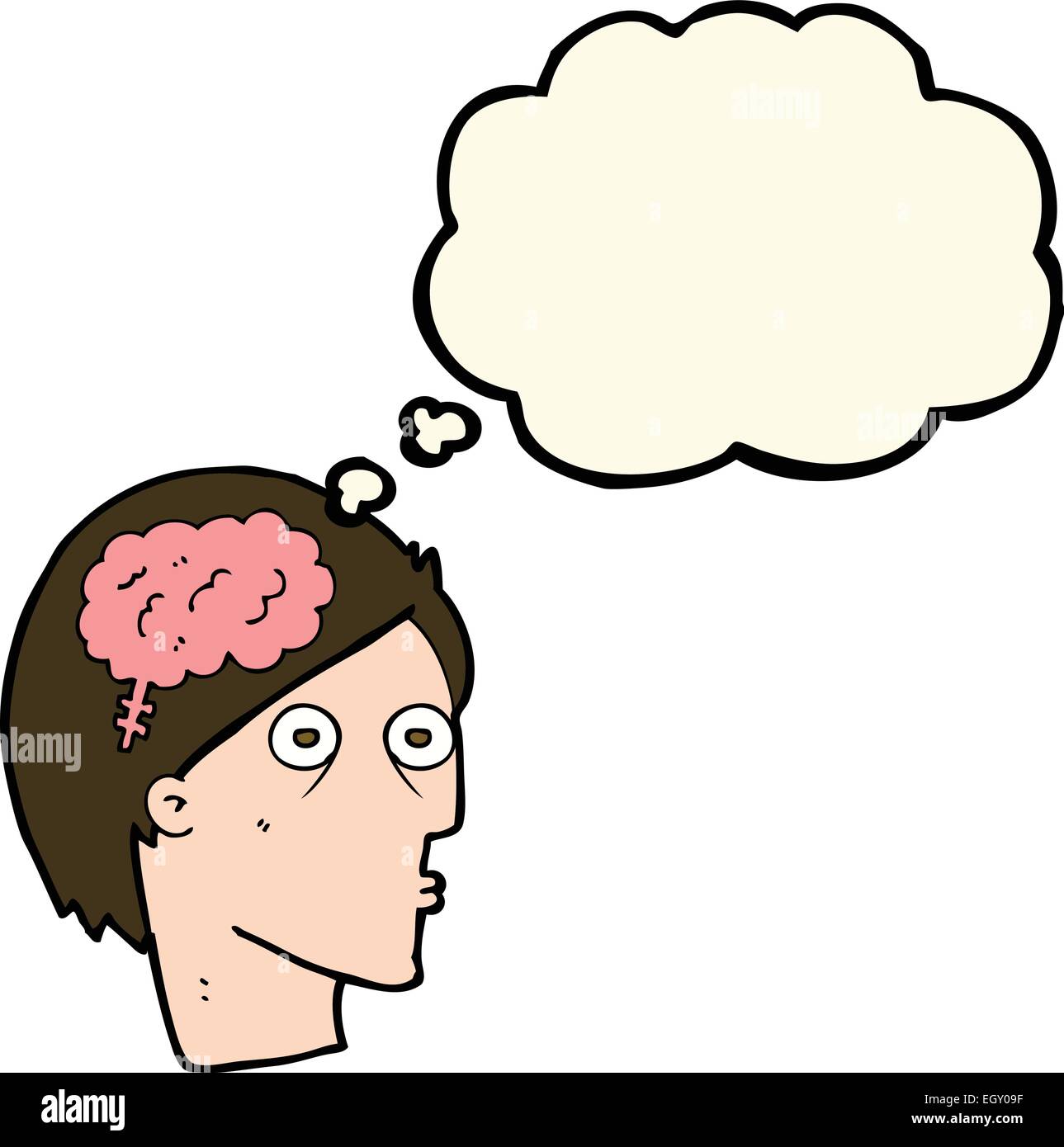 cartoon head with brain symbol with thought bubble Stock Vector Image ...