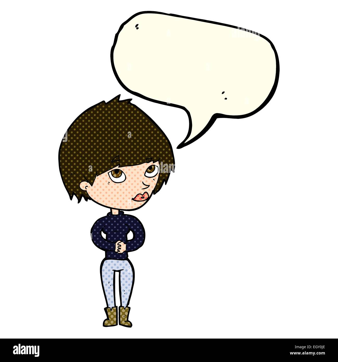 cartoon woman considering with speech bubble Stock Vector Image & Art ...