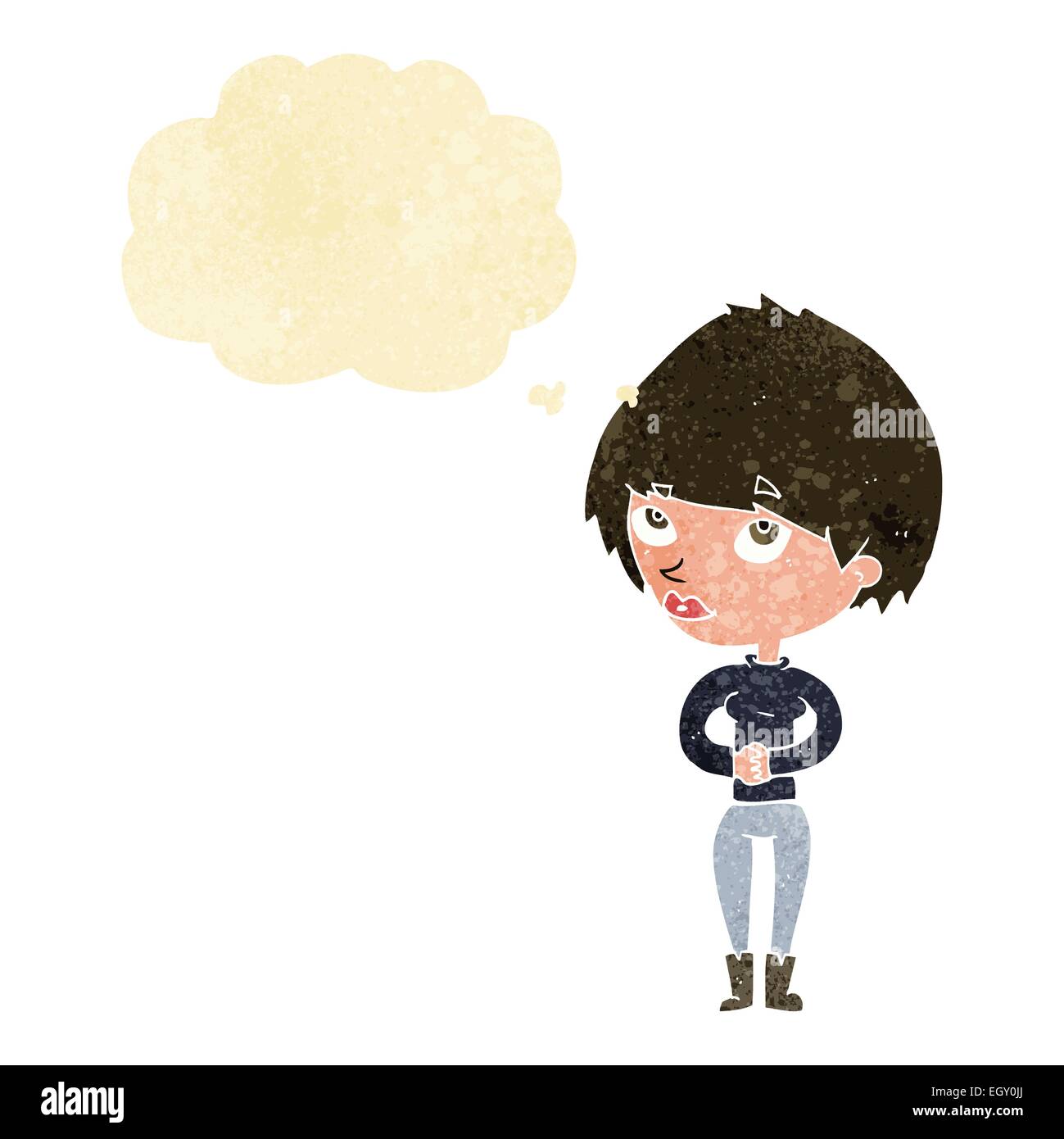 cartoon woman considering with thought bubble Stock Vector Image & Art ...