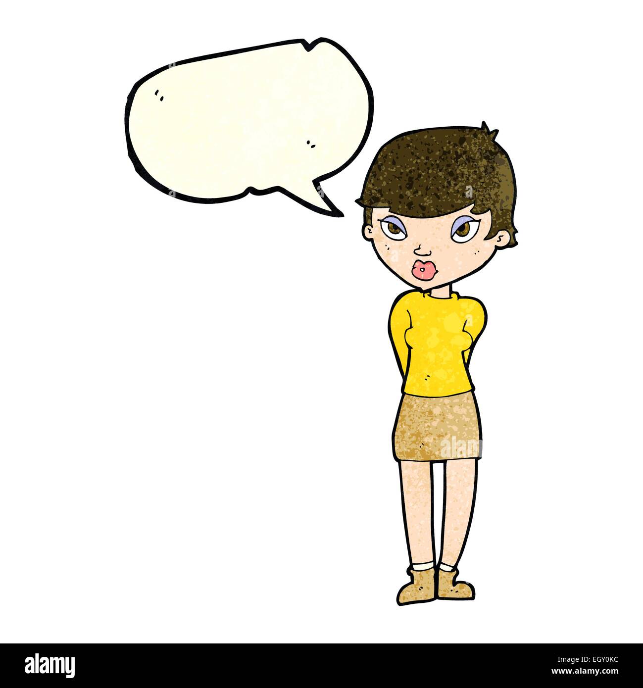 cartoon shy woman with speech bubble Stock Vector Image & Art - Alamy