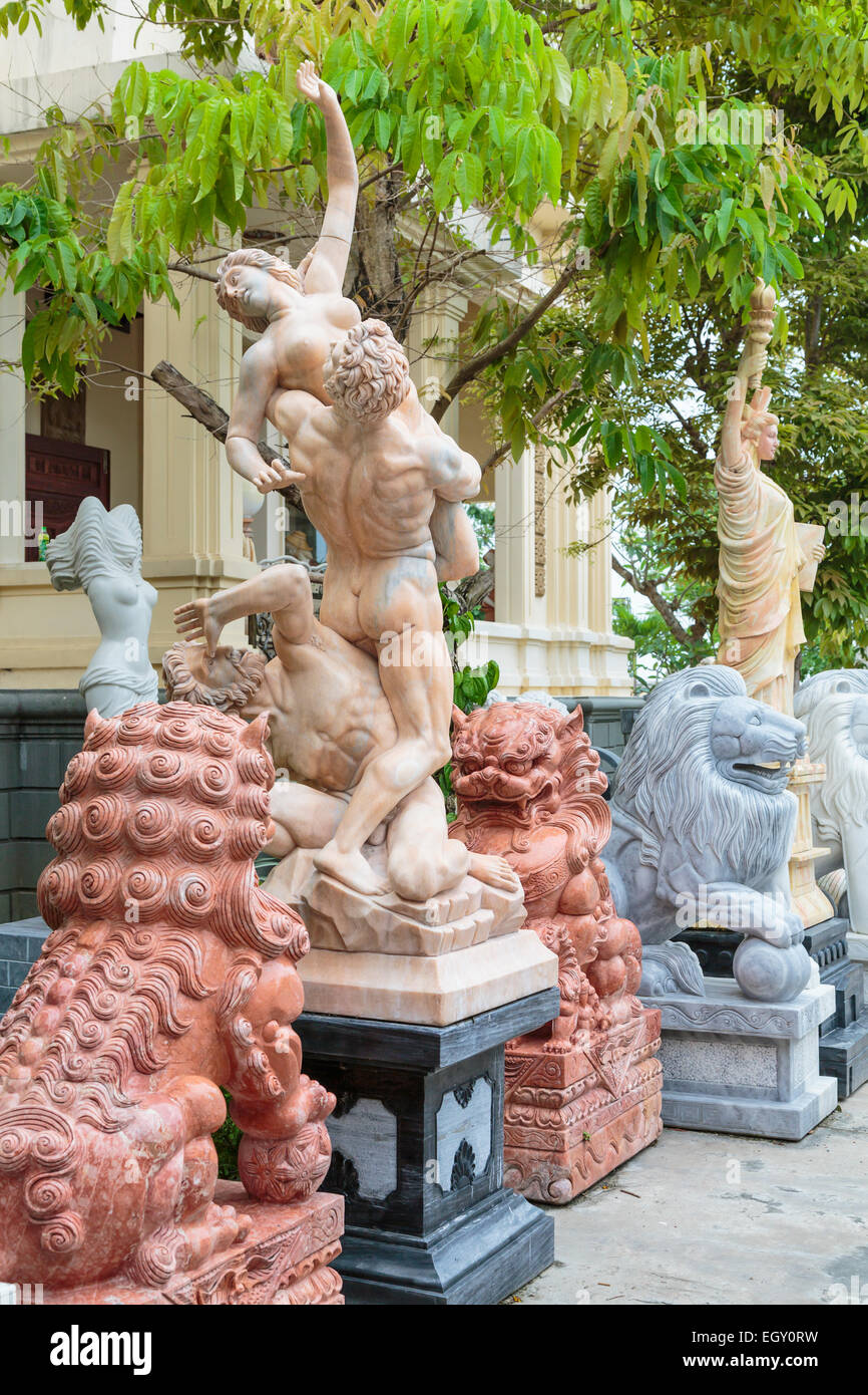 Sculptures at a marble factory near the quarries of the Marble ...