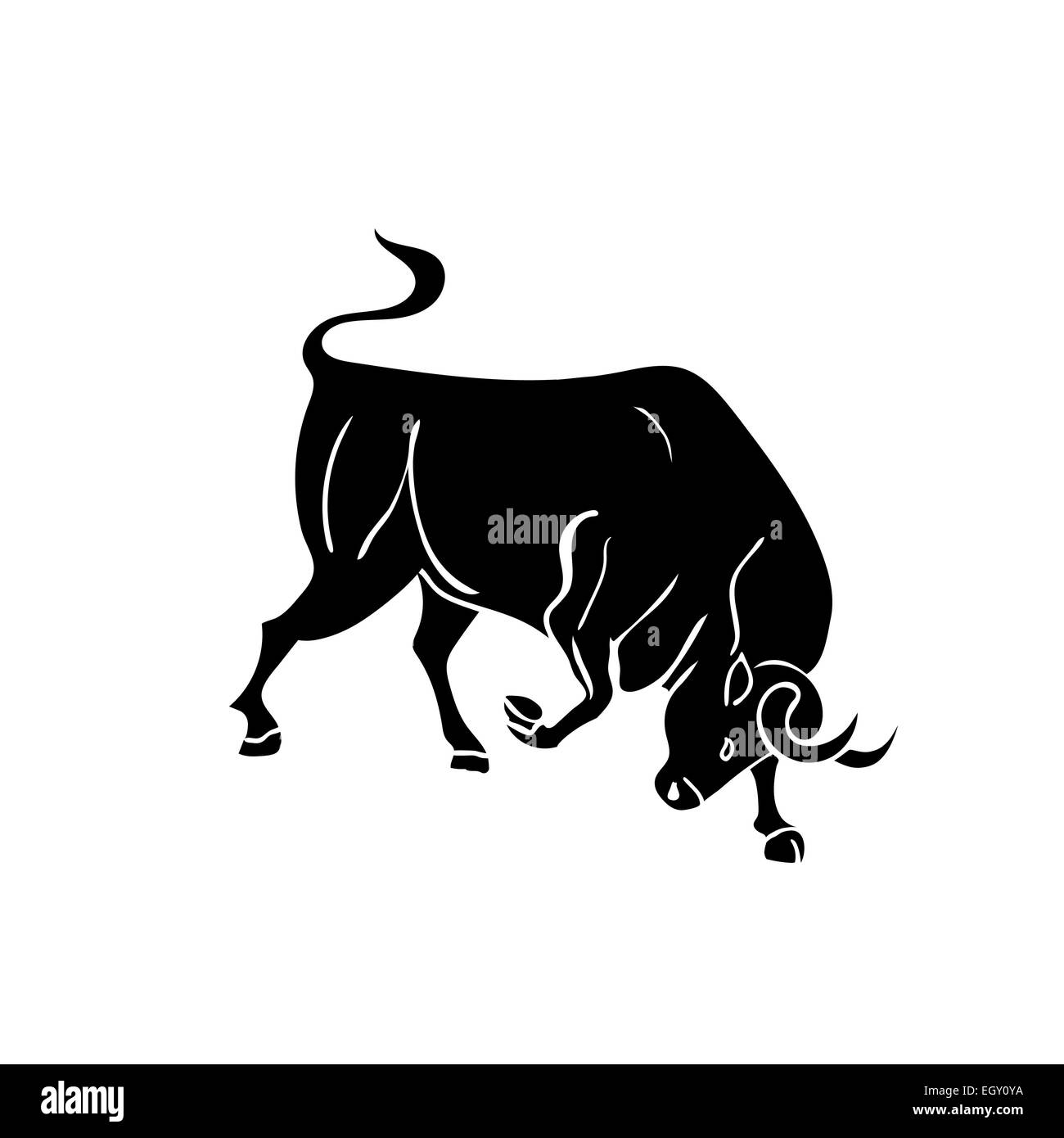 Bull silhouette outline vector Black and White Stock Photos & Images ...