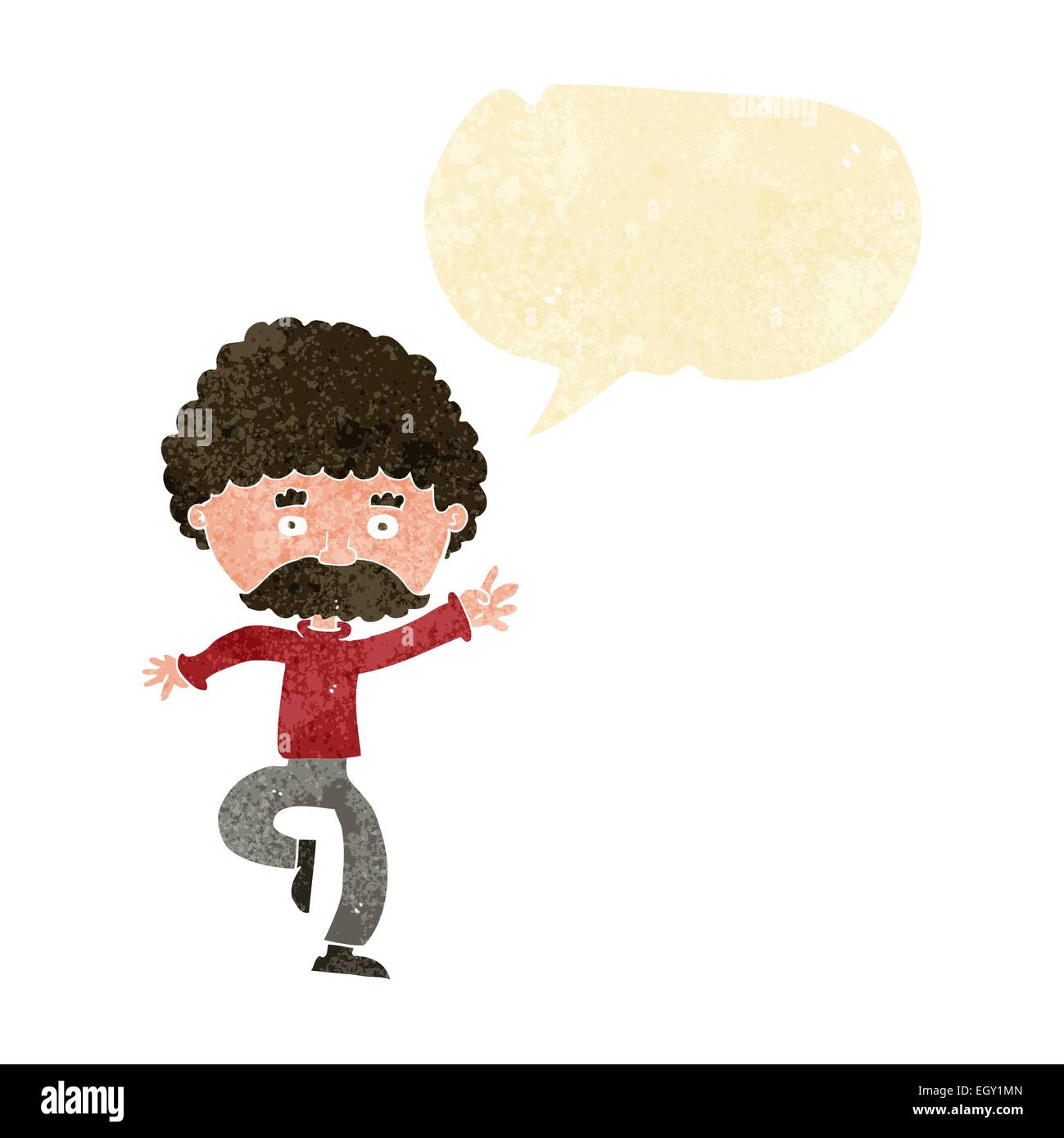 cartoon mustache man disco dancing with speech bubble Stock Vector ...