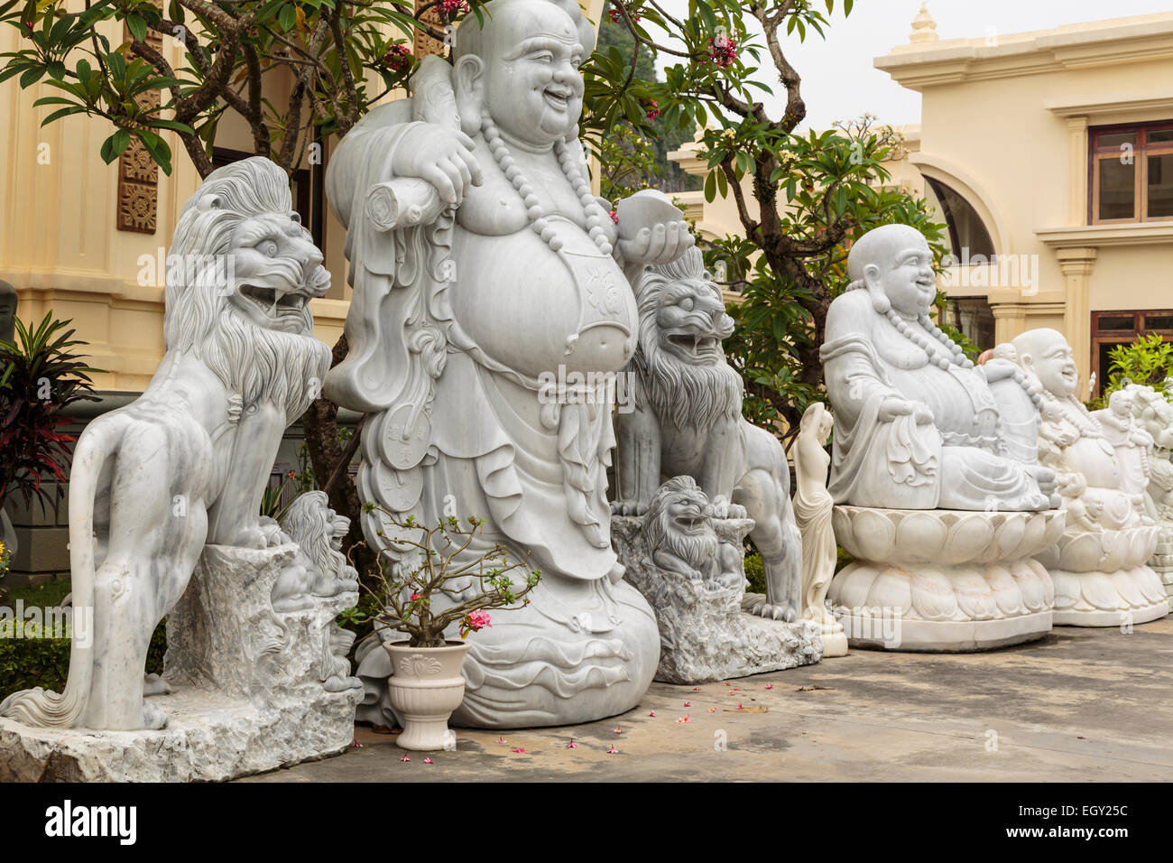 Sculptures at a marble factory near the quarries of the Marble ...