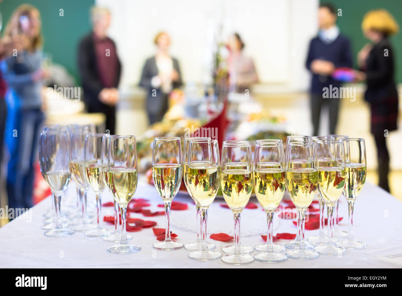 Banquet event. Champagne on table Stock Photo - Alamy