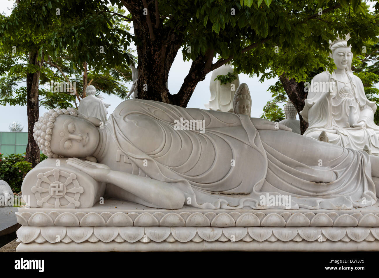 Sculptures at a marble factory near the quarries of the Marble ...