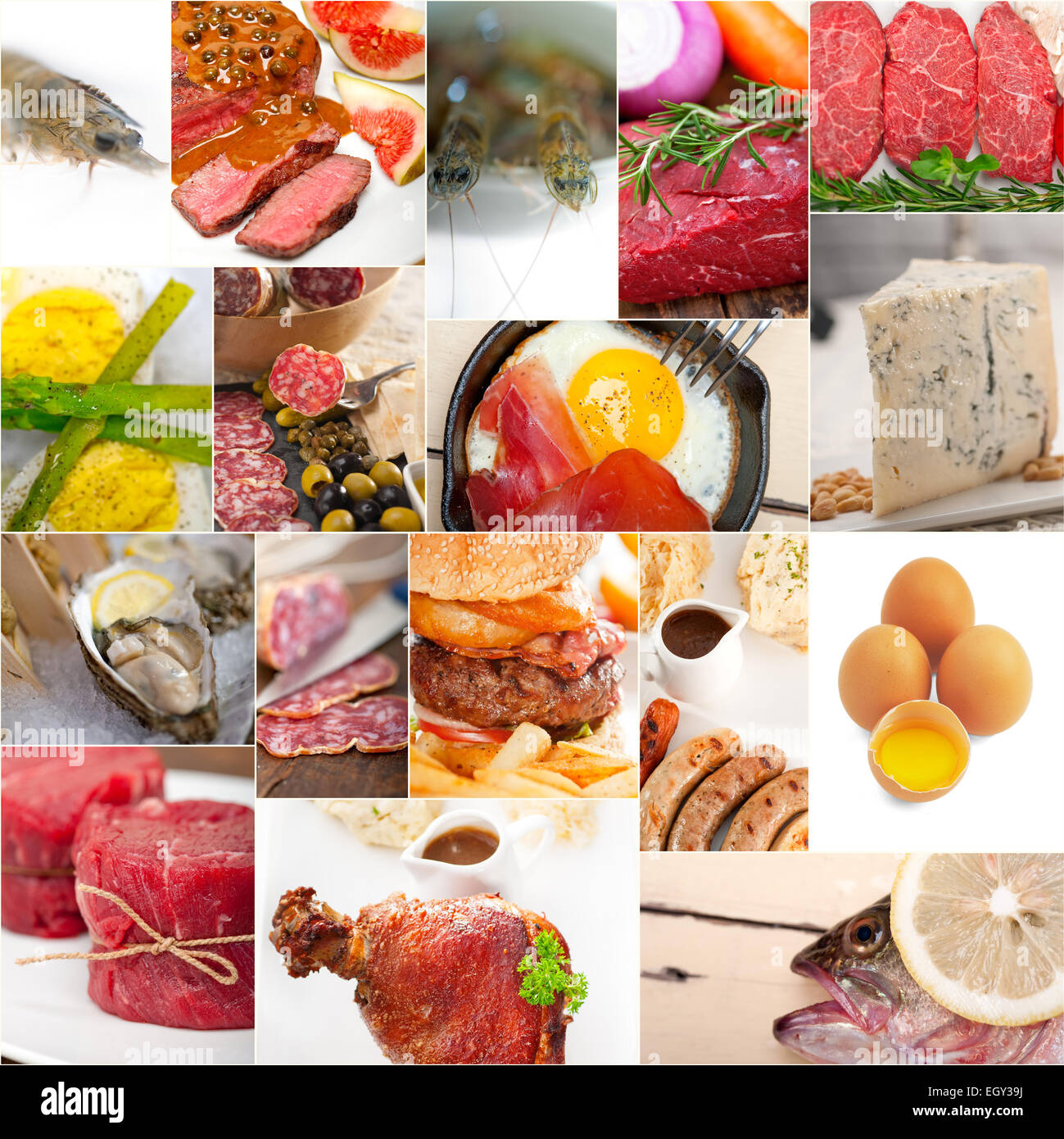 high protein food collection collage nested on white frame Stock Photo ...