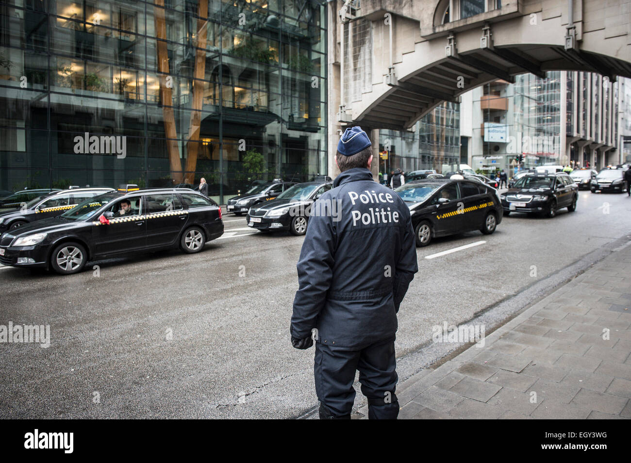 Taxi drivers block access to European institutions as they hold the ...