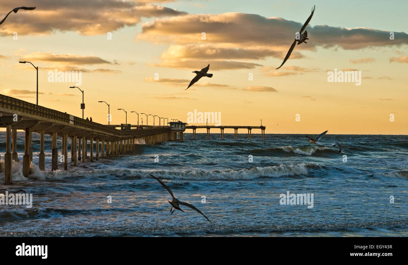 Sunset ocean beach pier hi-res stock photography and images - Alamy