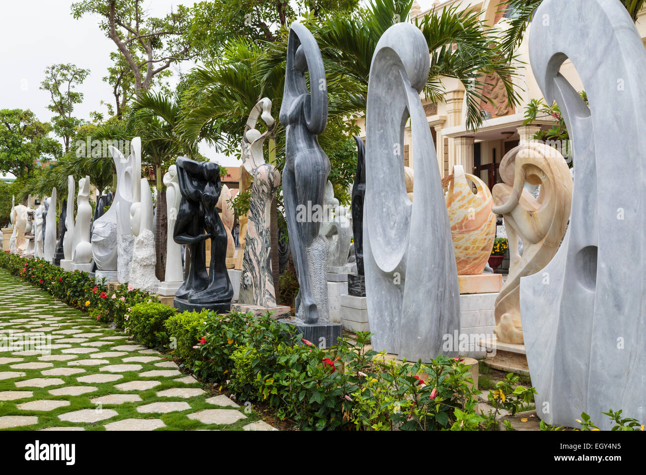 Sculptures at a marble factory near the quarries of the Marble ...