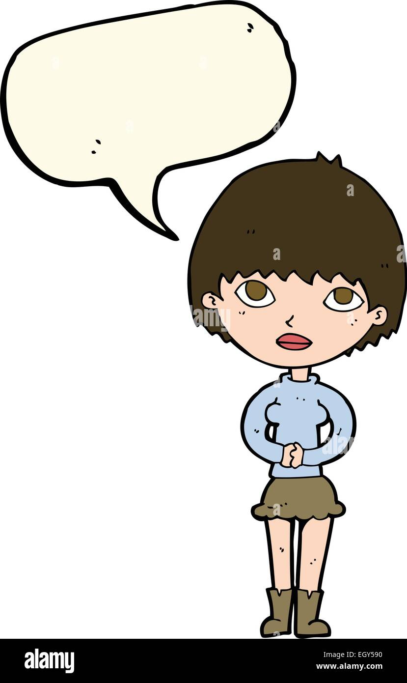 cartoon woman waiting patiently with speech bubble Stock Vector Image ...