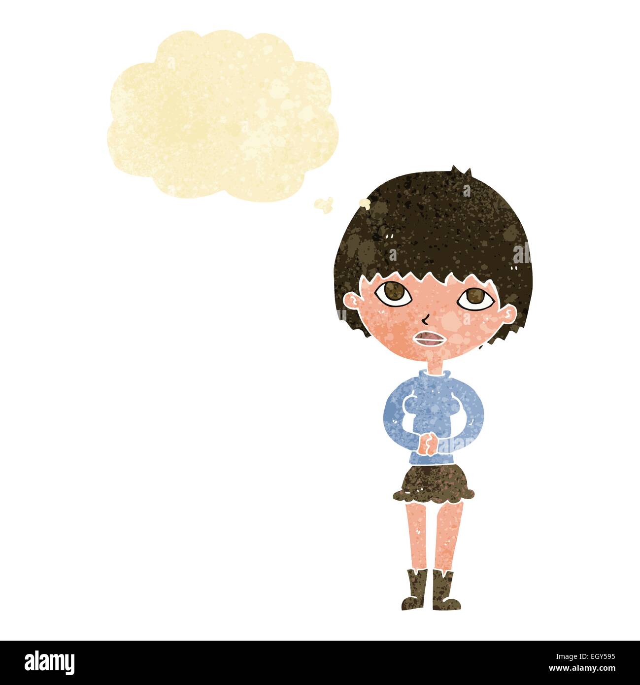 cartoon woman waiting patiently with thought bubble Stock Vector Image ...