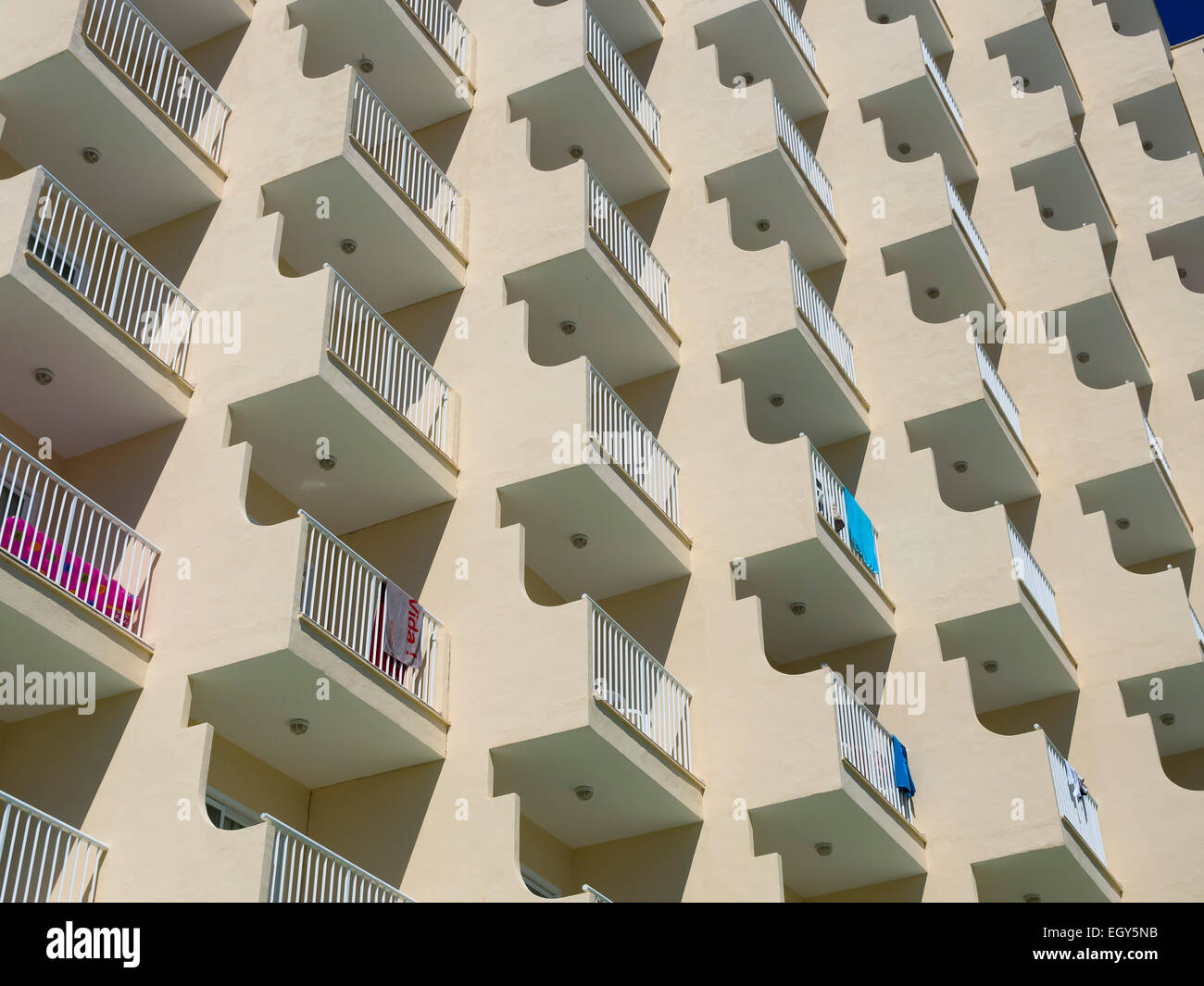 Spain, Baleares, Mallorca, rows of balconies of a hotel Stock Photo - Alamy