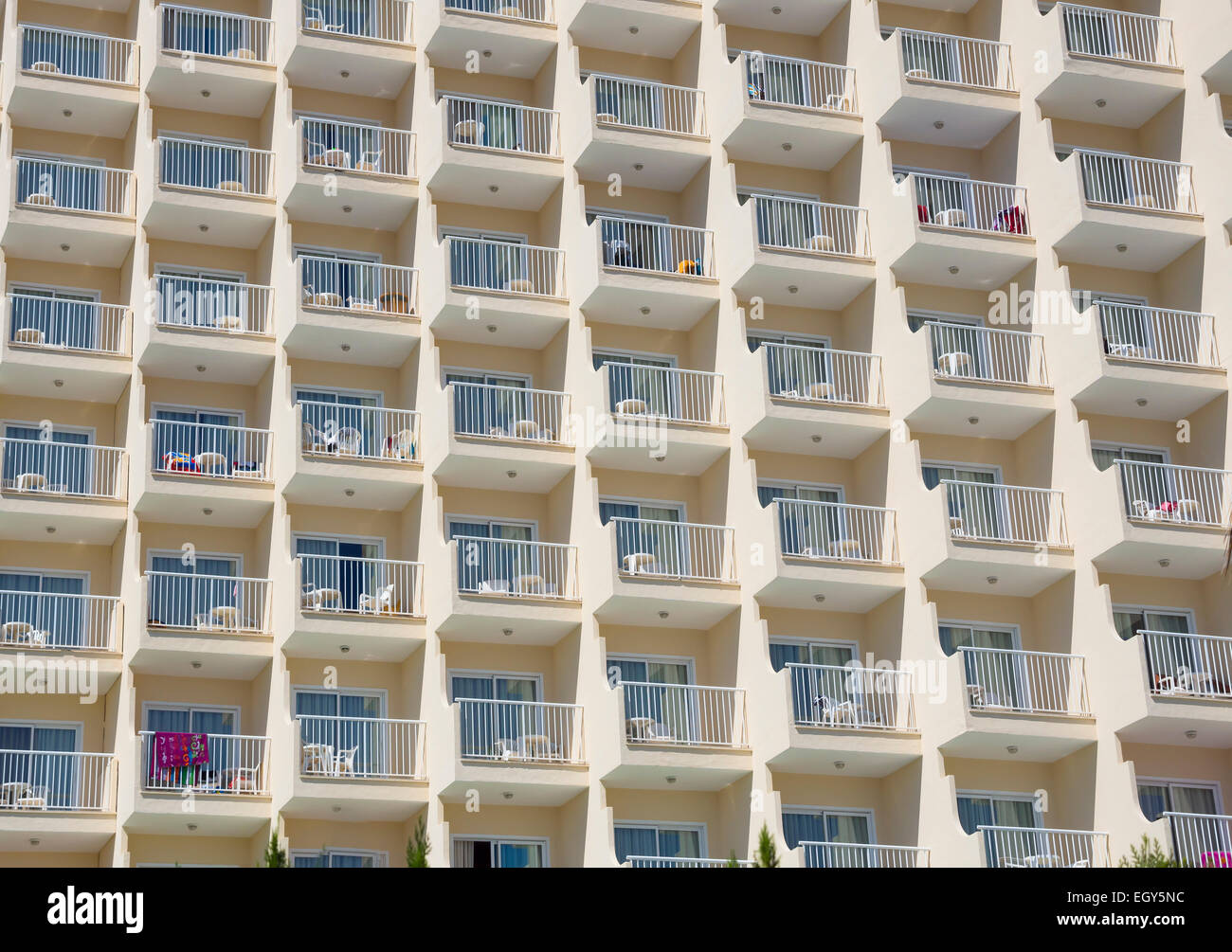 Spain, Baleares, Mallorca, rows of balconies of a hotel Stock Photo - Alamy