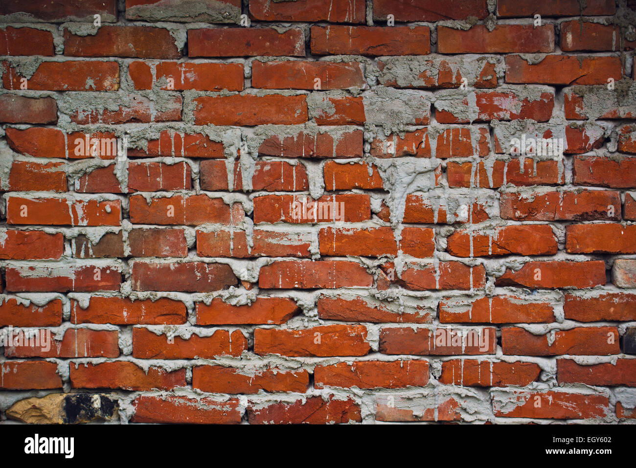 Old red brickwork wall with mortar as construction industry pattern ...