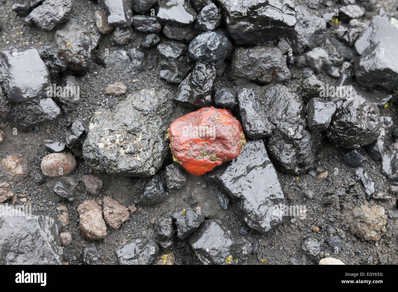 Iceland, Thorsmoerk, red lava rock Stock Photo - Alamy