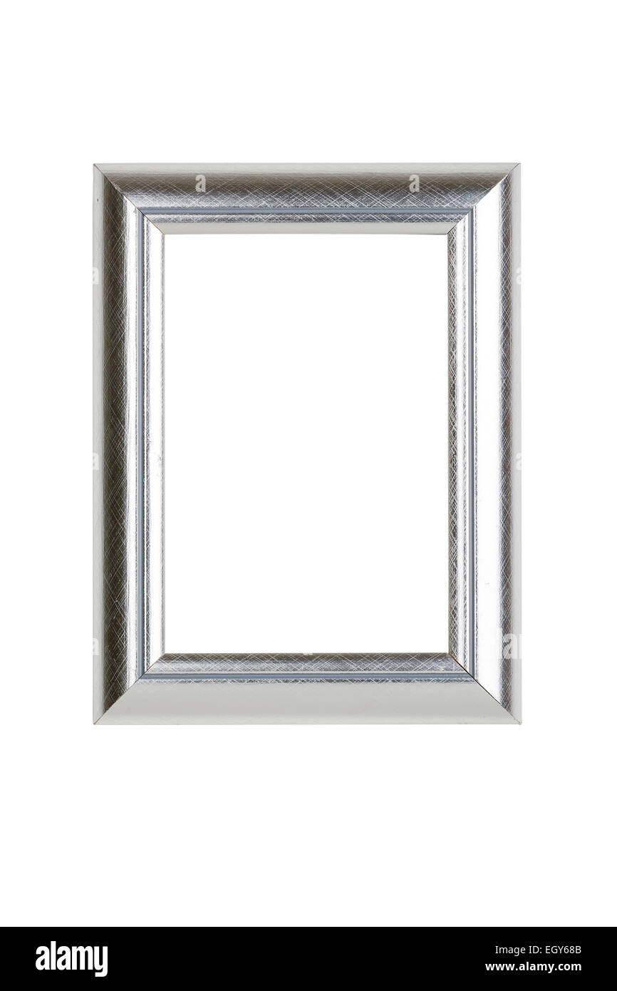 brushed silver picture frame, isolated on white Stock Photo - Alamy